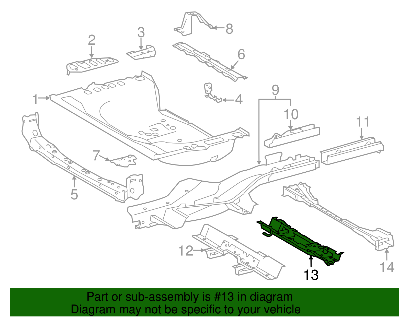 2013-2018 Toyota RAV4 Floor Cross-Member 57606-0R030 | Toyota Parts Center