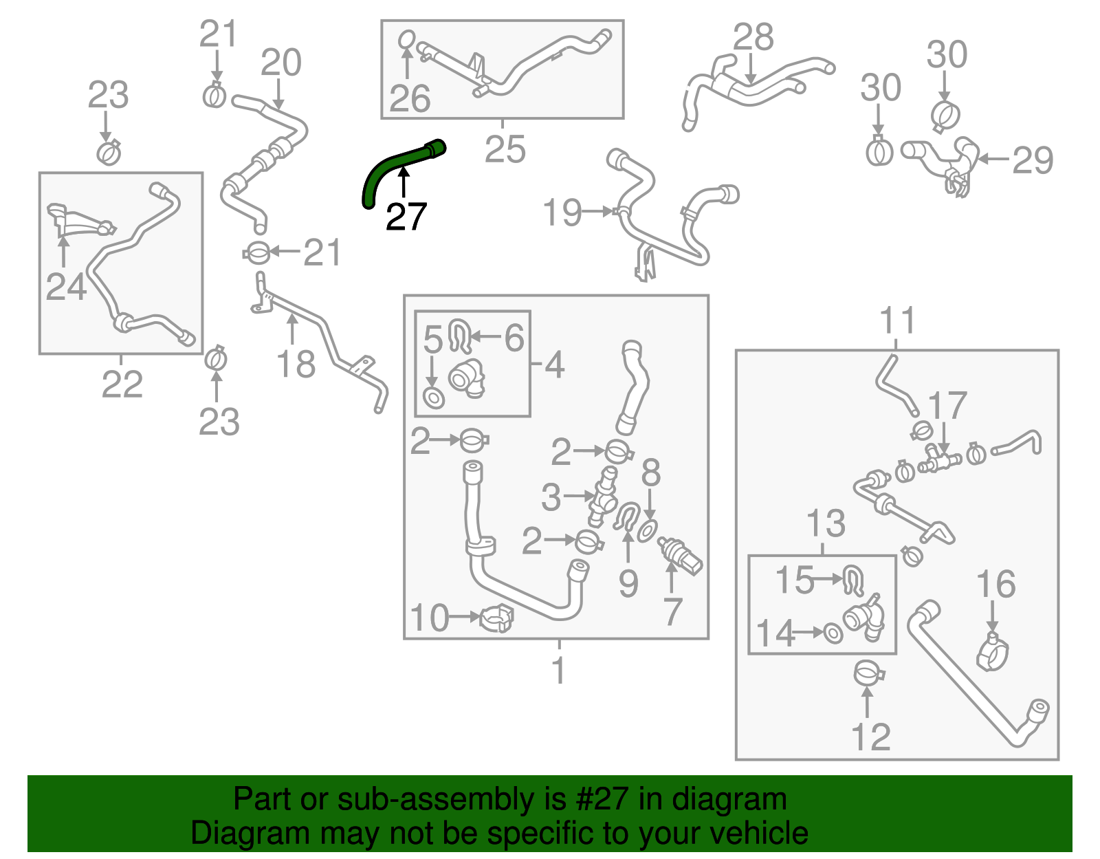 2009-2014 Volkswagen Engine Coolant Hose 1K0-121-058-BS | vwpartscenter