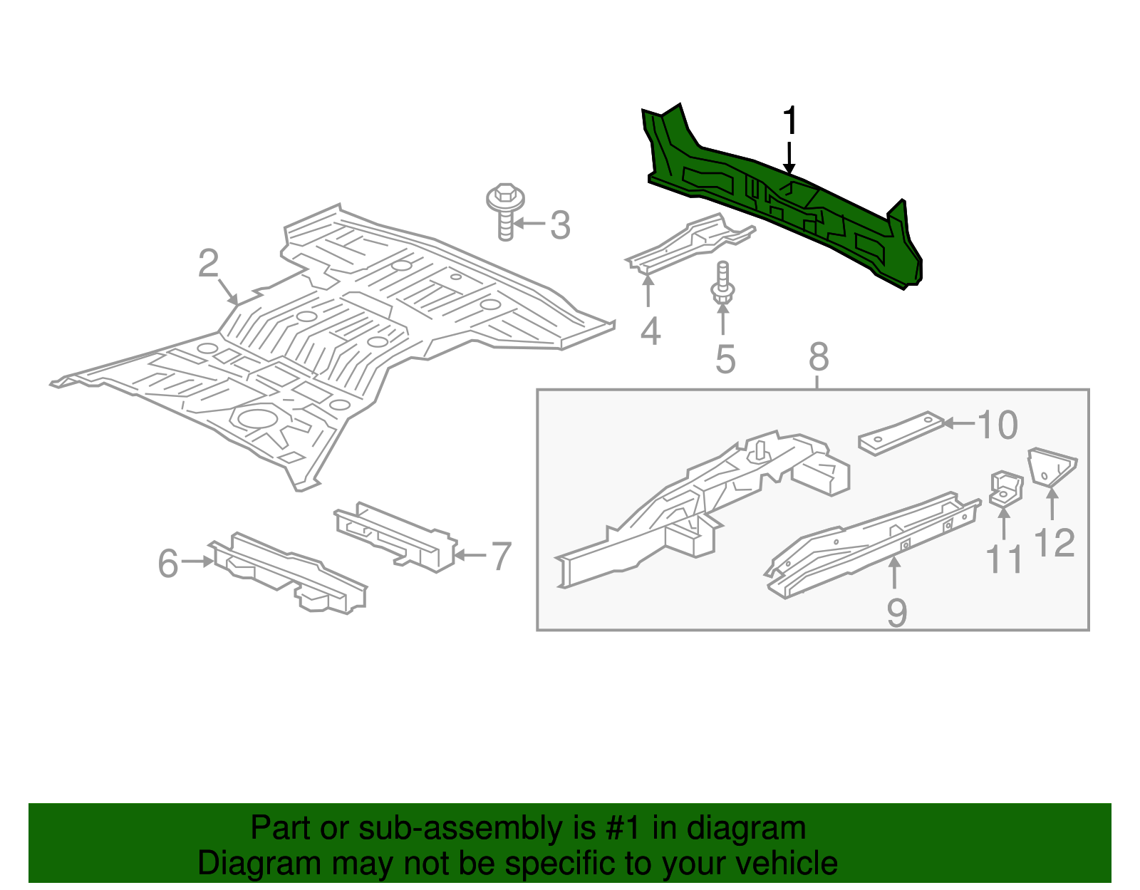 65750-TG7-A00ZZ - Cross-Member Rear Floor - 2016-2021 Honda Pilot ...