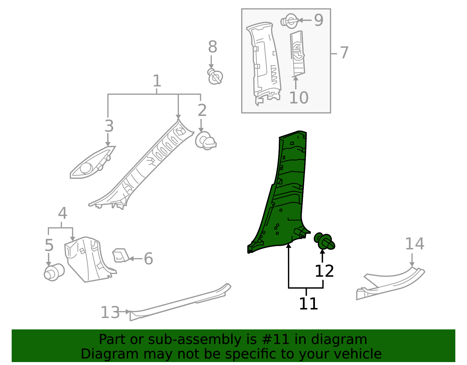 2019-2025 Toyota 2019-2024 Toyota - Lower Center Pillar Trim 62414 ...