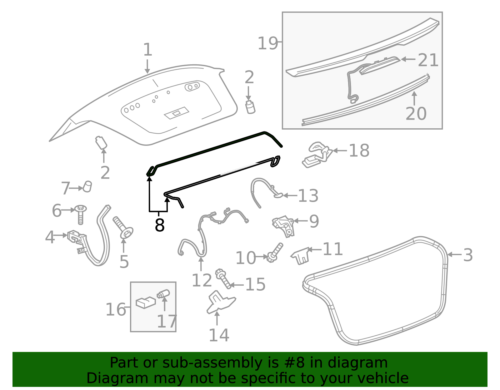 95073290 - Passenger Side Deck Lid Hinge Torque Rod 2013-2020 Chevrolet ...
