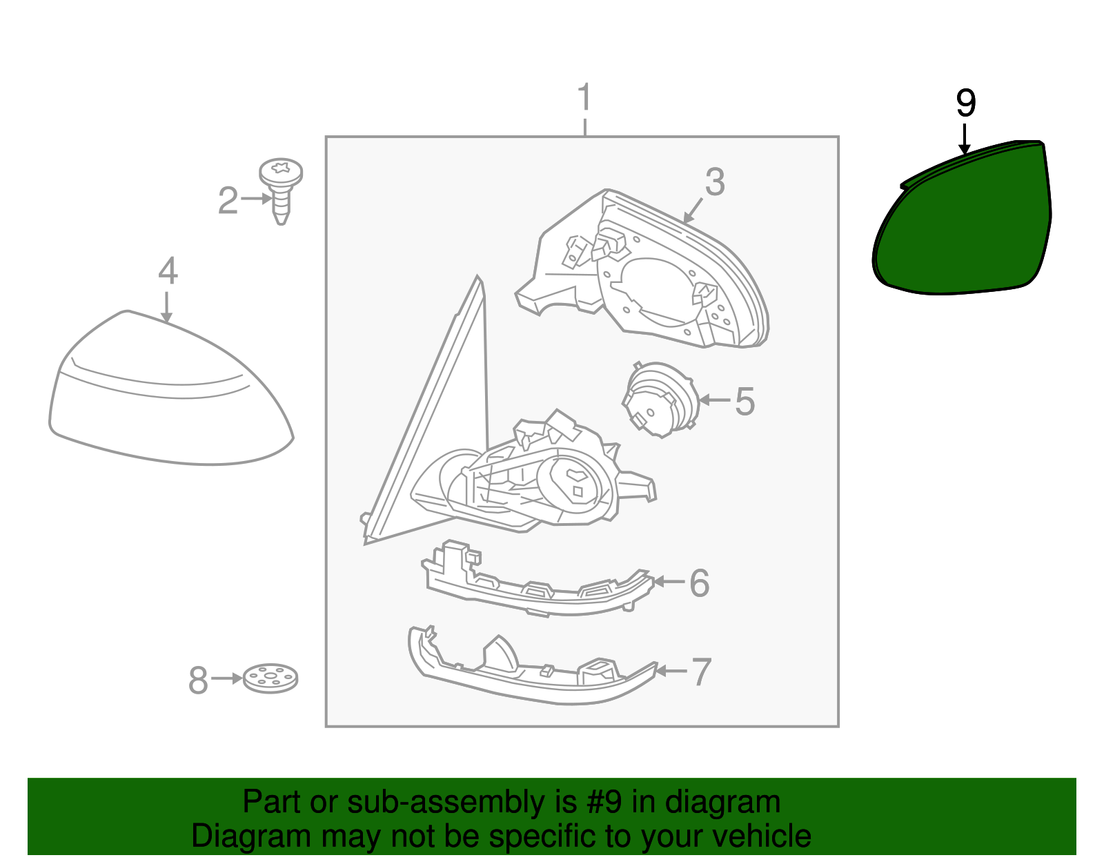 51167291240 - 2015-2025 BMW Mirror Glass (51-16-7-291-240) | BMW of ...