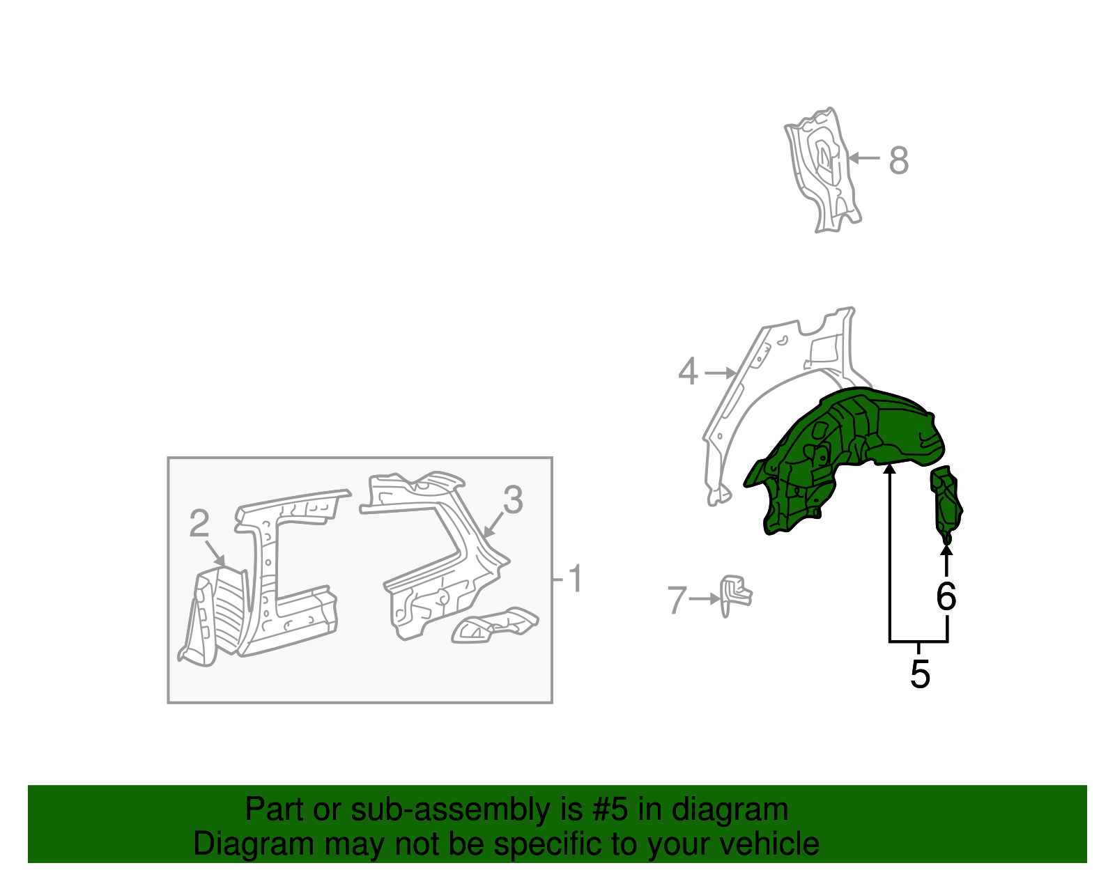 2003-2004 Toyota Matrix Inner Wheelhouse 61608-01160 | Toyota Parts Center
