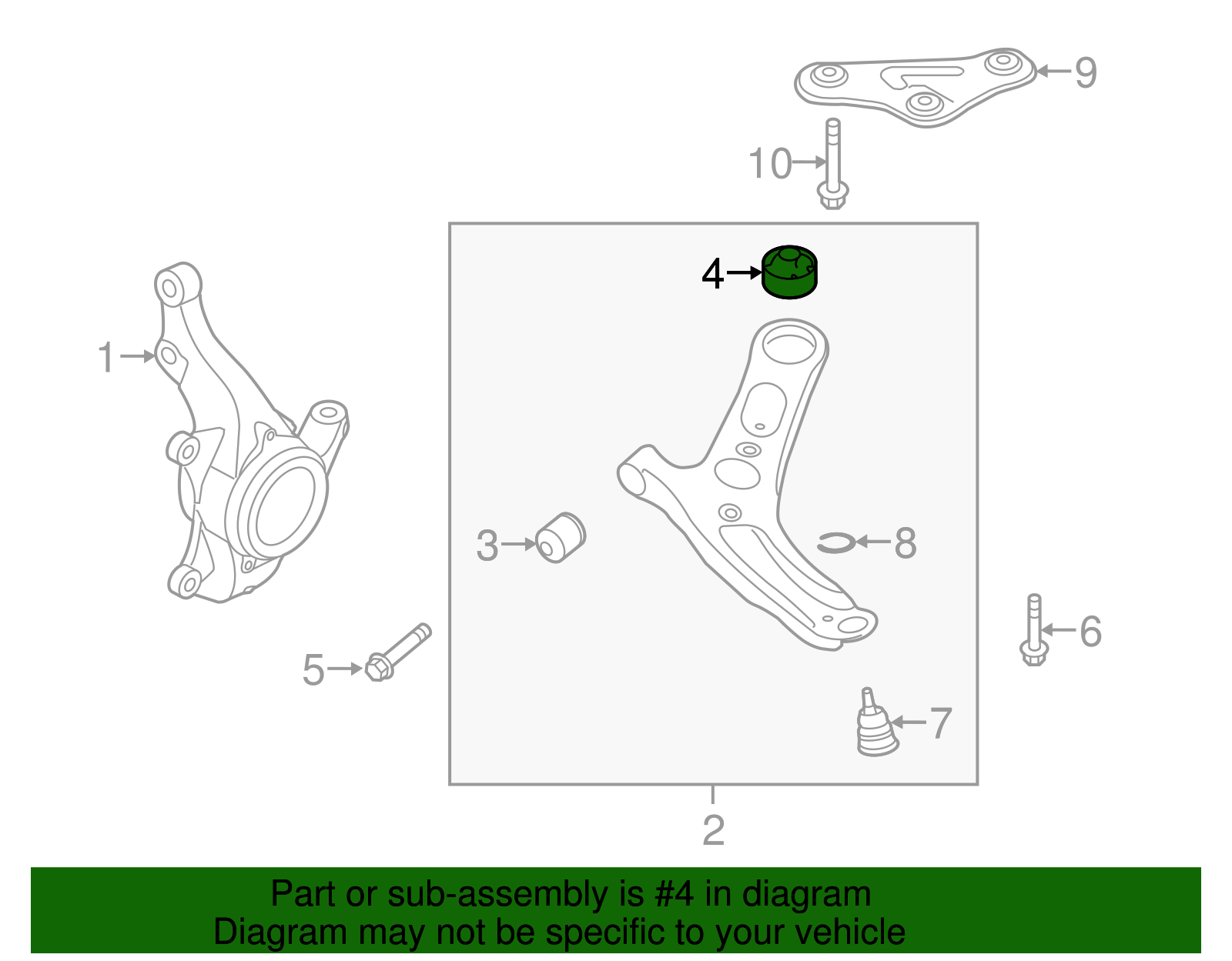 54584-A2100 - Lower Control Arm Rear Bushing 2014-2018 Kia | Kia.Parts ...
