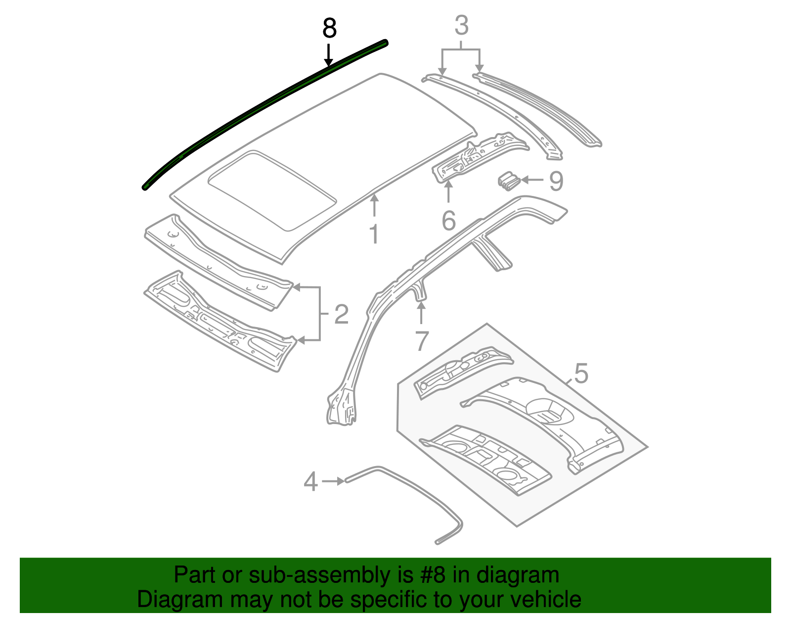 51138193208 - 1999-2003 BMW Roof Molding (51-13-8-193-208) | BMW of ...