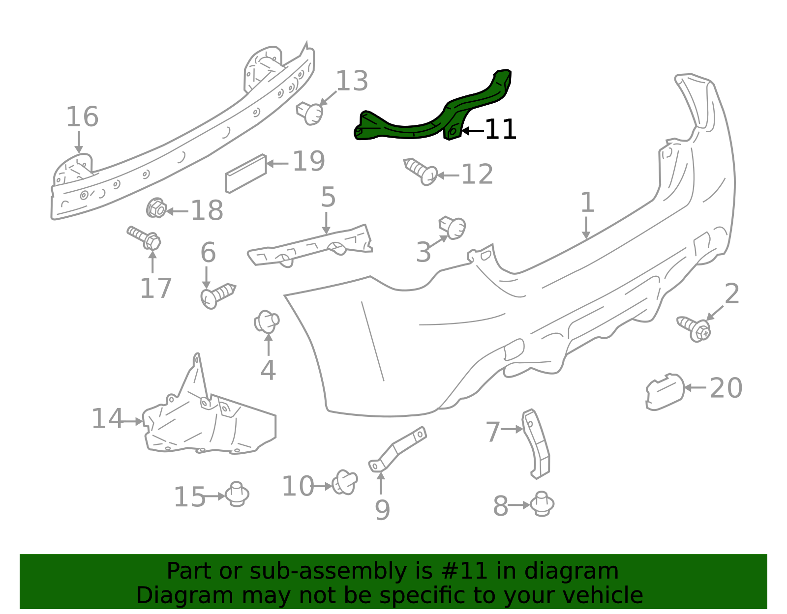 2013-2020 Toyota Bumper Cover Support Rail (Left, Rear) SU003-01502 ...