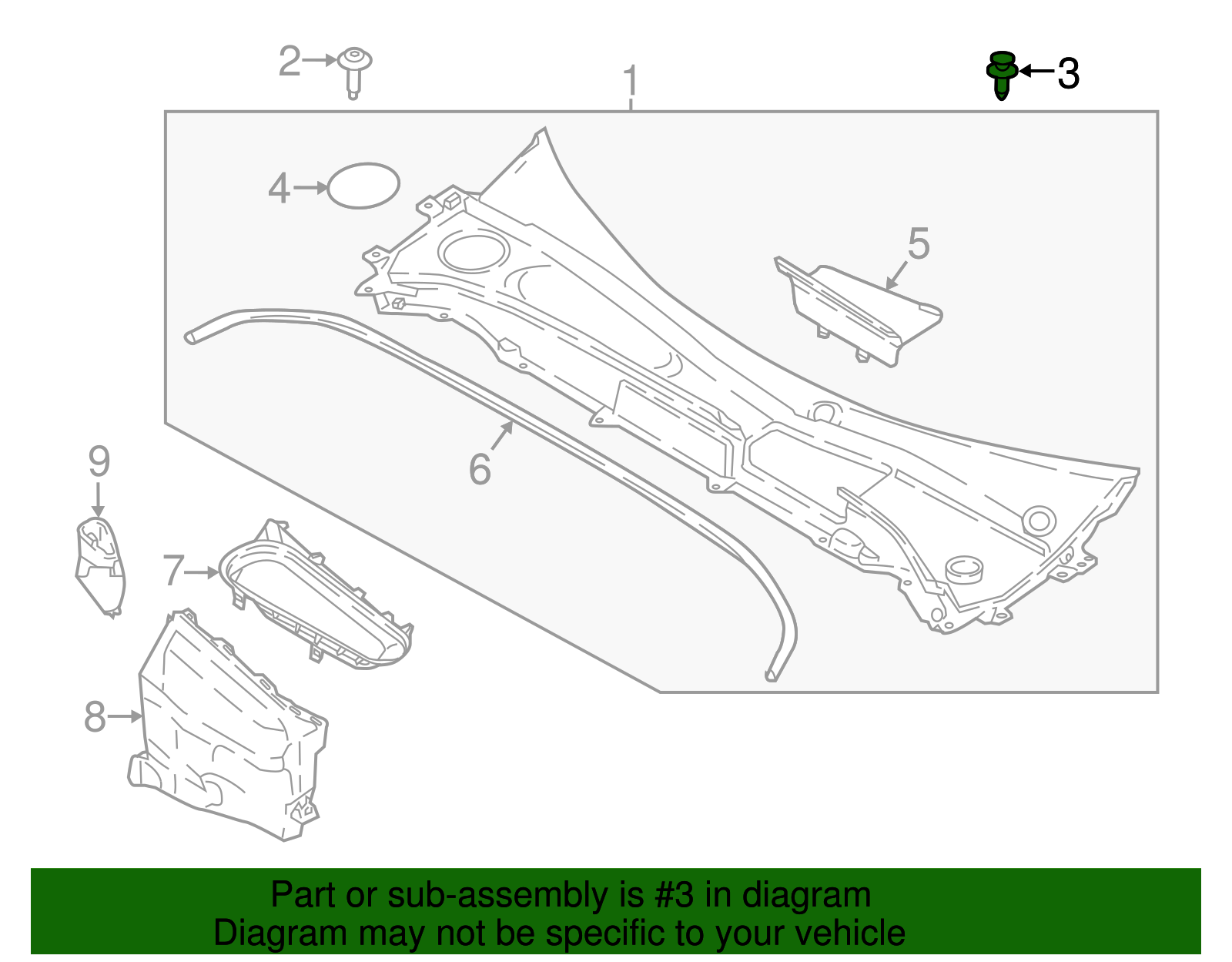 8662958 - Cowl Grille Retainer - 2003-2021 Volvo | Volvo OEM Parts Direct