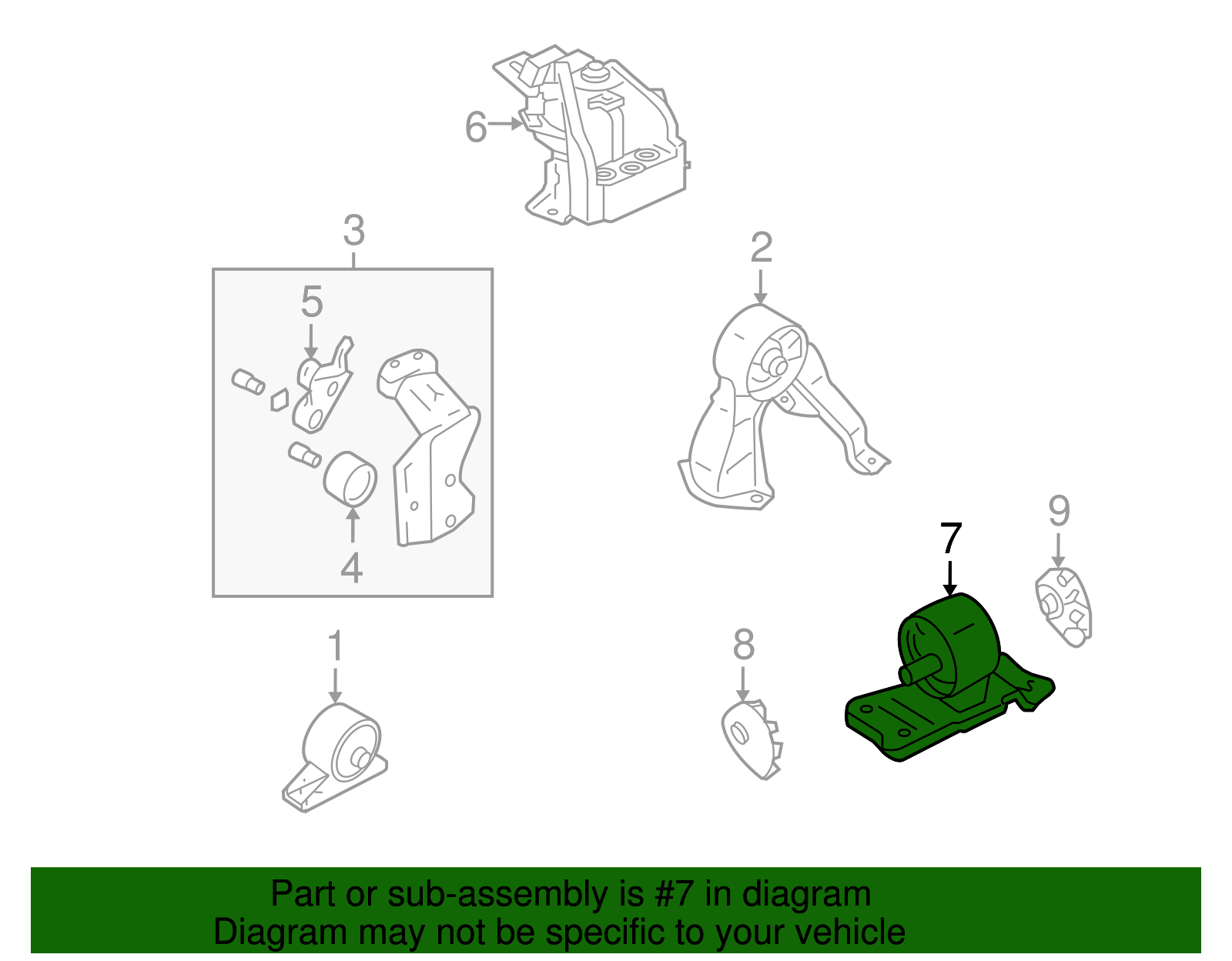 2003-2006 Mitsubishi Outlander Trans Mount MR961709 | Mitsubishi Parts ...