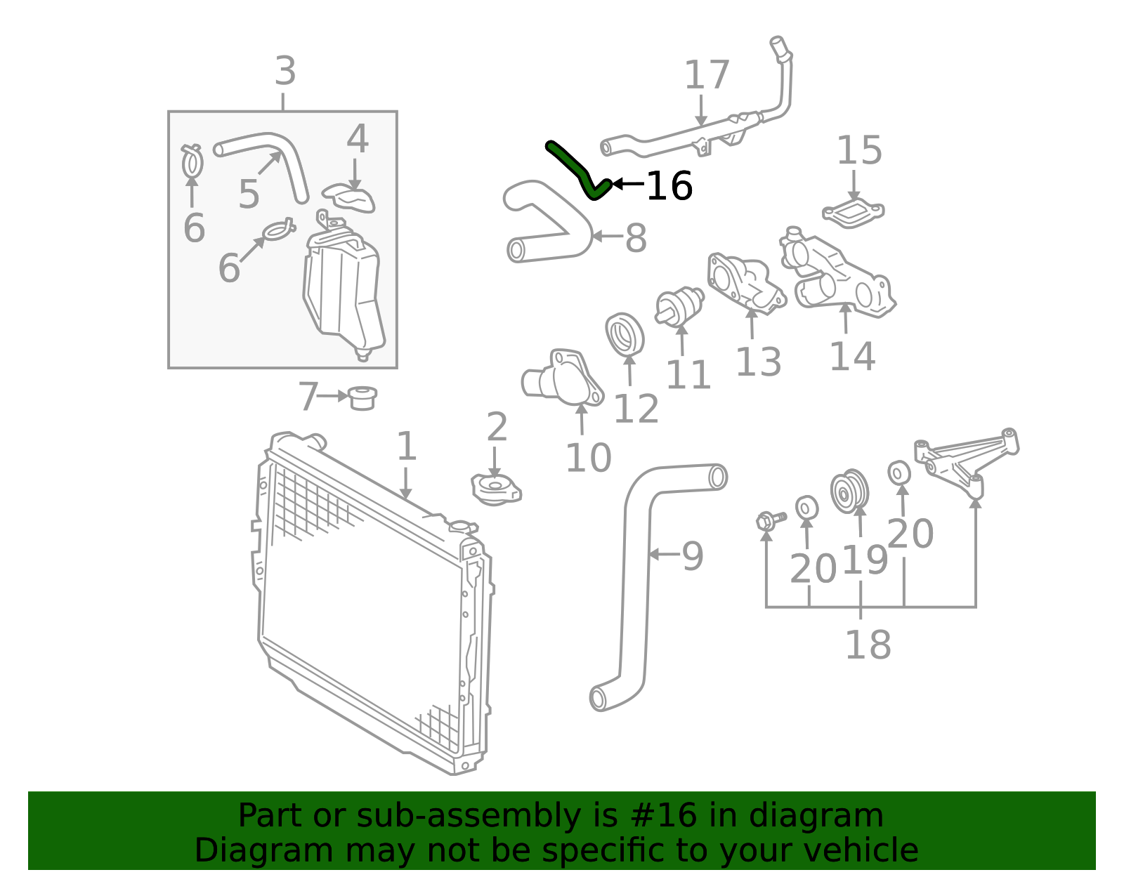 1998-2005 Toyota 1998-2005 Toyota - Hose, Water Bypass 16261-50090 ...