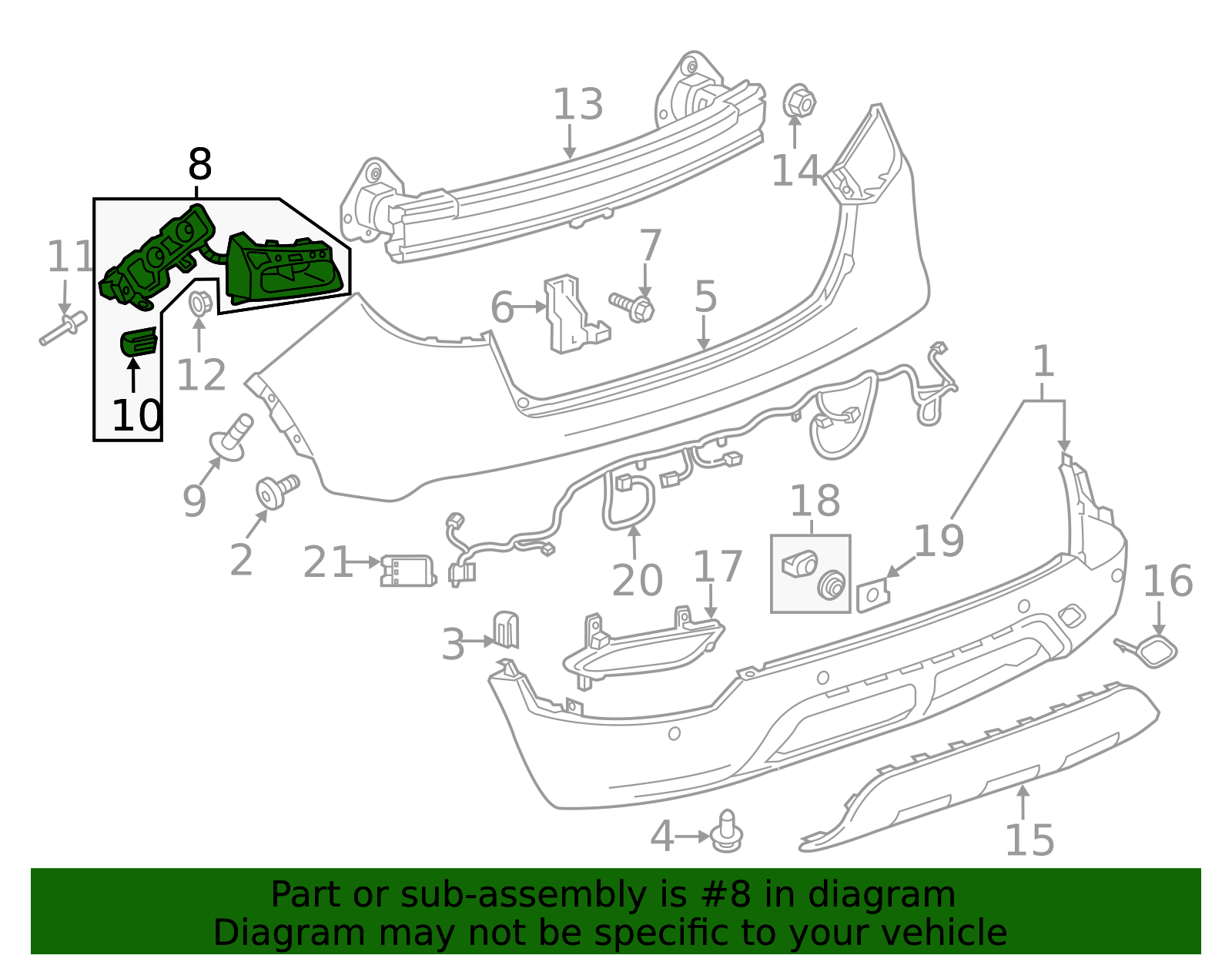2013-2022 Buick Encore Rear Driver Side Bumper Fascia Guide 42616243 ...