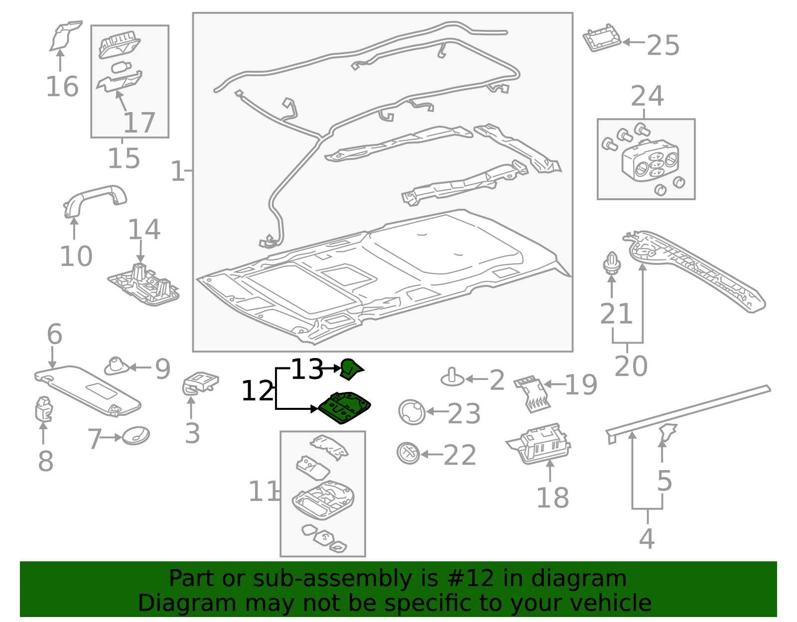 Genuine Toyota Map Lamp Assembly Plate part# 63662-08030 for 2015-2019 ...
