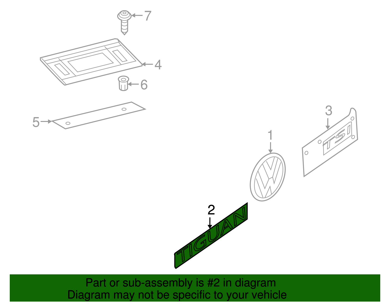 2022-2024 Volkswagen Tiguan Nameplate 5NA-853-687-F-2ZZ | OEM Parts Online