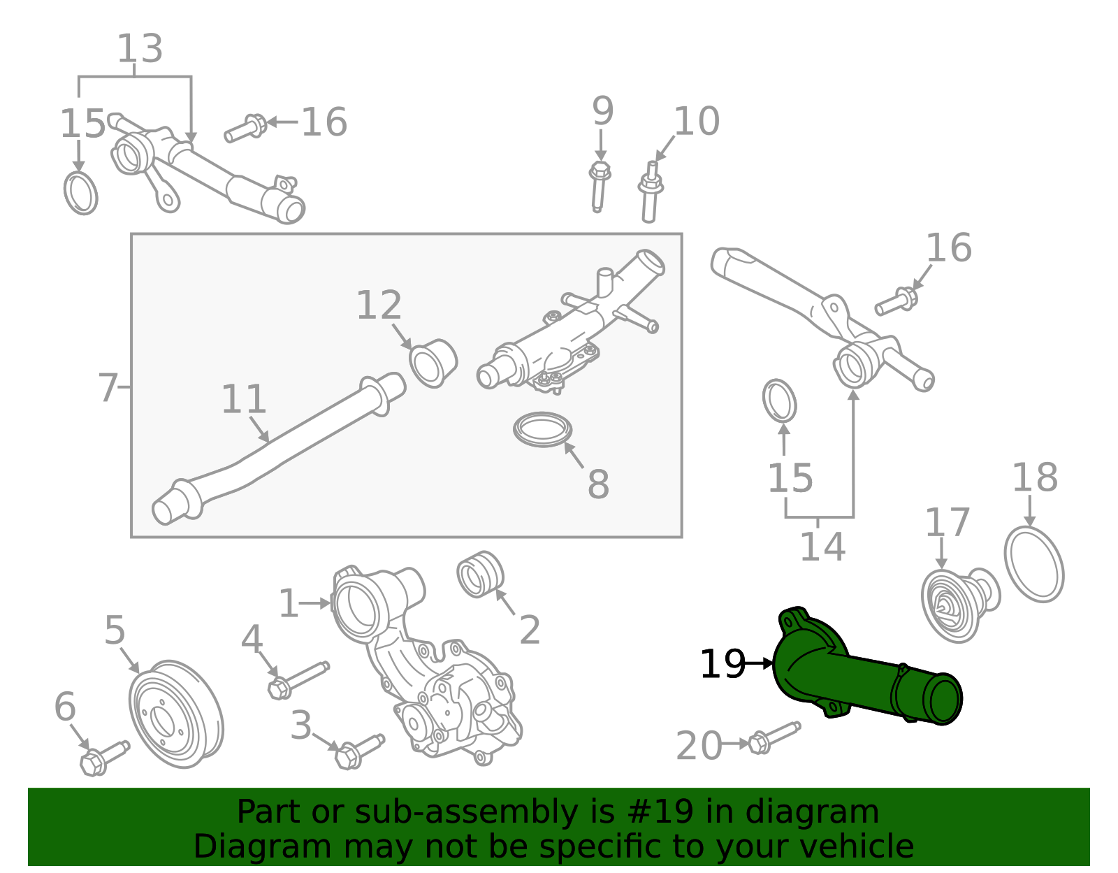 2015-2024 Ford | Thermostat Outlet | FT4Z-8592-A | Walls' Ford Parts