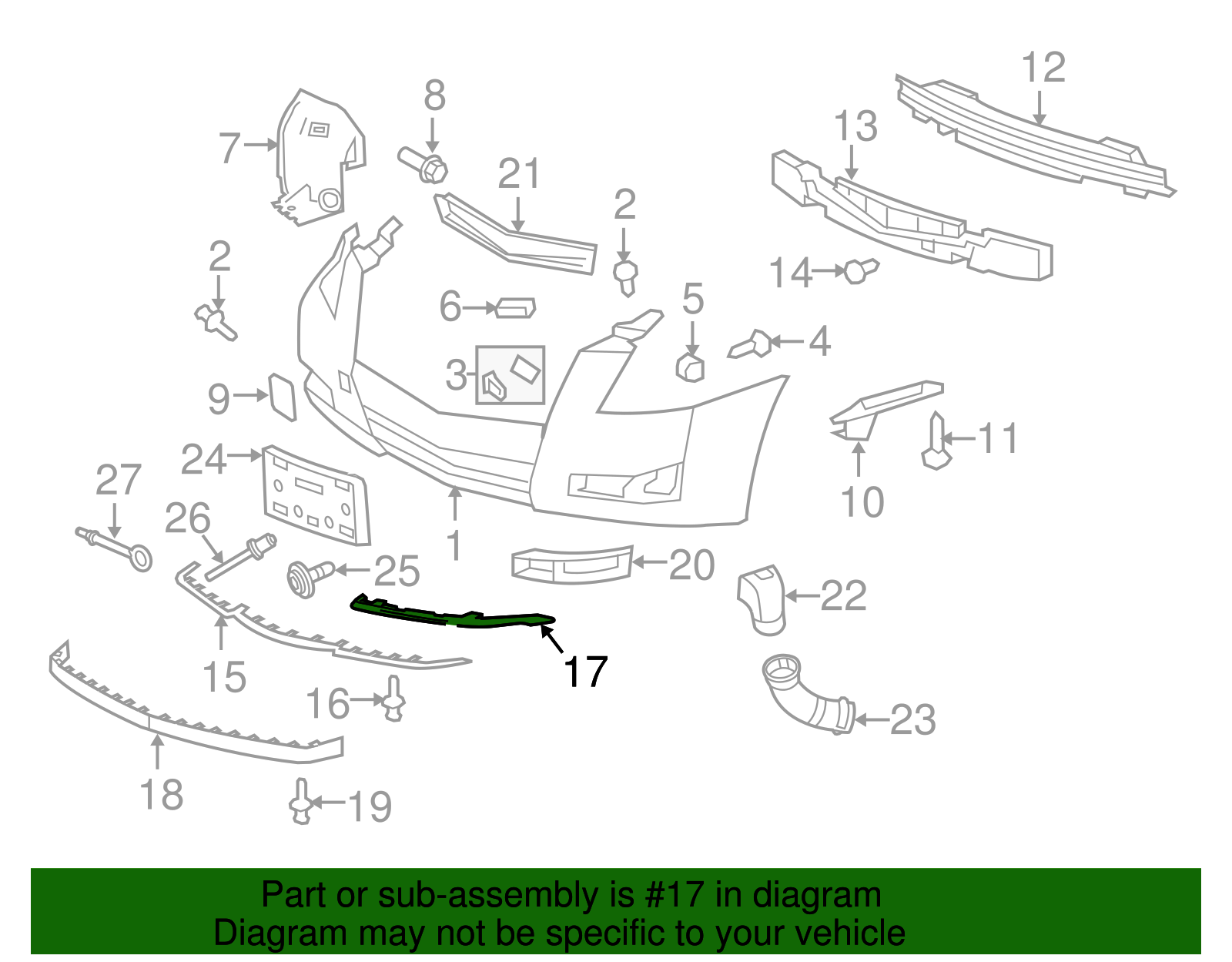 2010-2014 Cadillac CTS Primed Front Driver Side Bumper Fascia Insert ...