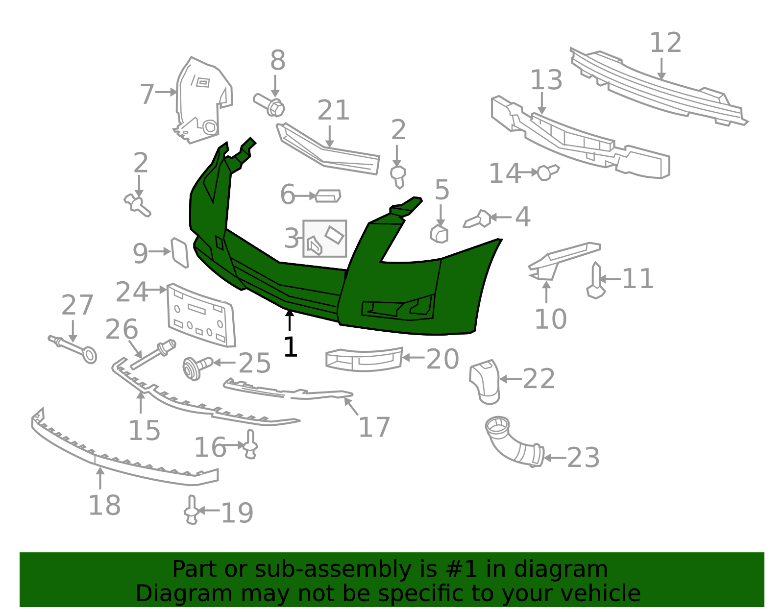 25793663 - Front Bumper Cover 2008-2014 Cadillac CTS | Chevrolet Parts ...