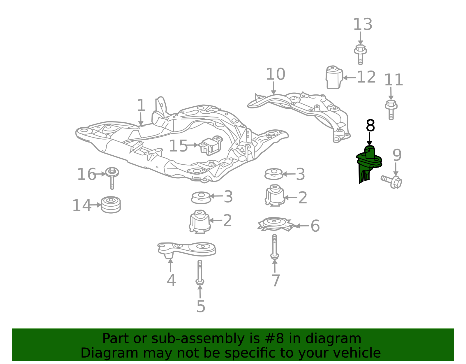 50285-SDA-A01 - 2004-2014 Acura - Rubber, L Front Sub-Frame Middle ...