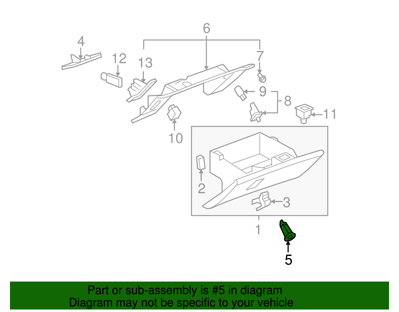 15822414 - 2005-2013 GM - Instrument Panel Compartment Door Lock ...