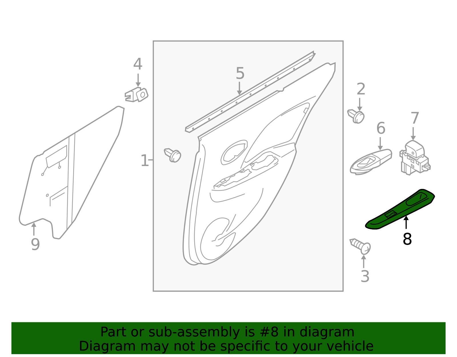 82960-3BA0A - Door Switch Trim Panel 2012-2019 Nissan Versa | Nissan ...