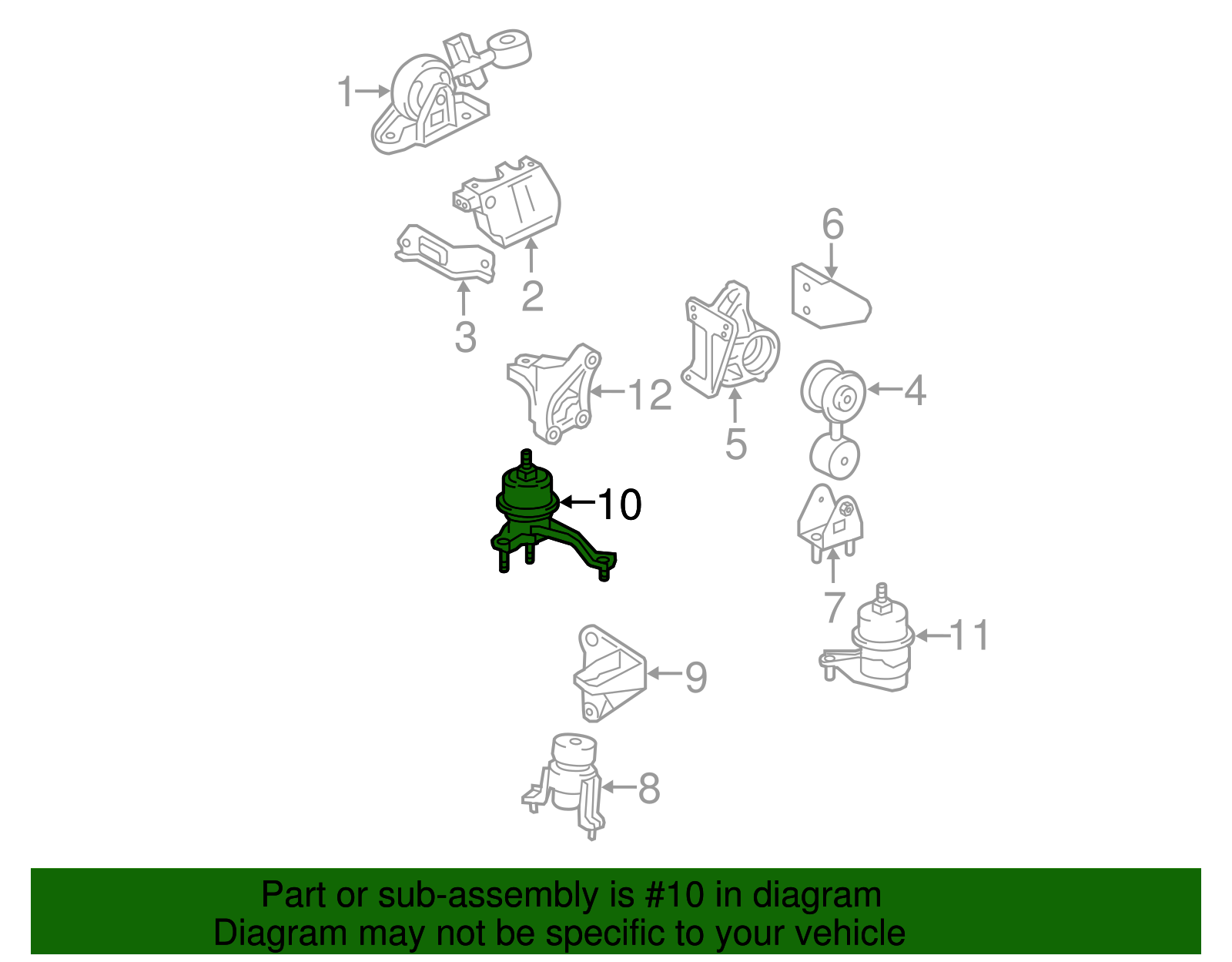 2004-2015 Toyota Engine Mount (Right) 12362-0V010 | OEM Parts Online