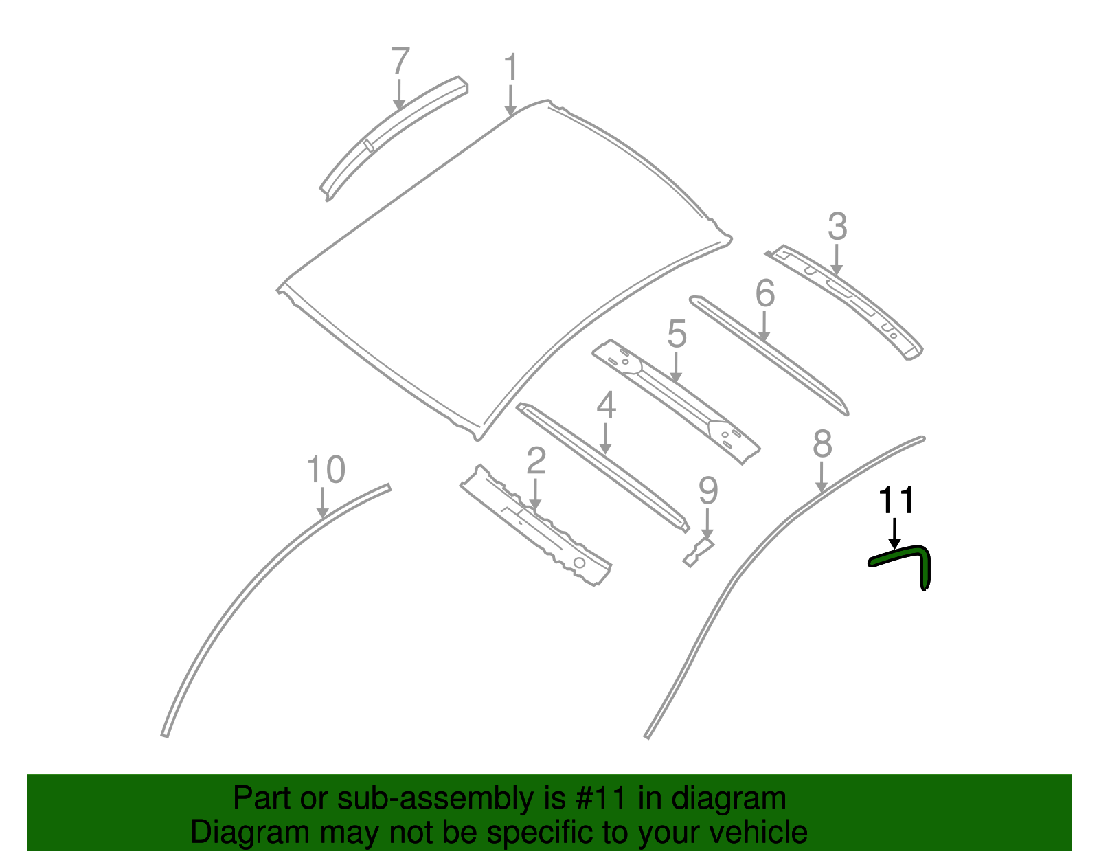 2007-2012 Nissan Altima Drip Molding 76816-JA000 | Parts for Nissans