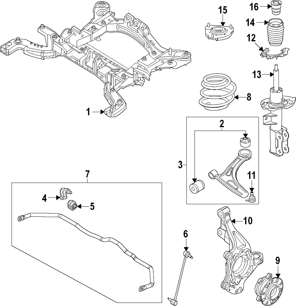 Genuine Lower Control Arm for 54500-KL050 | Hyundai OEM Parts Direct