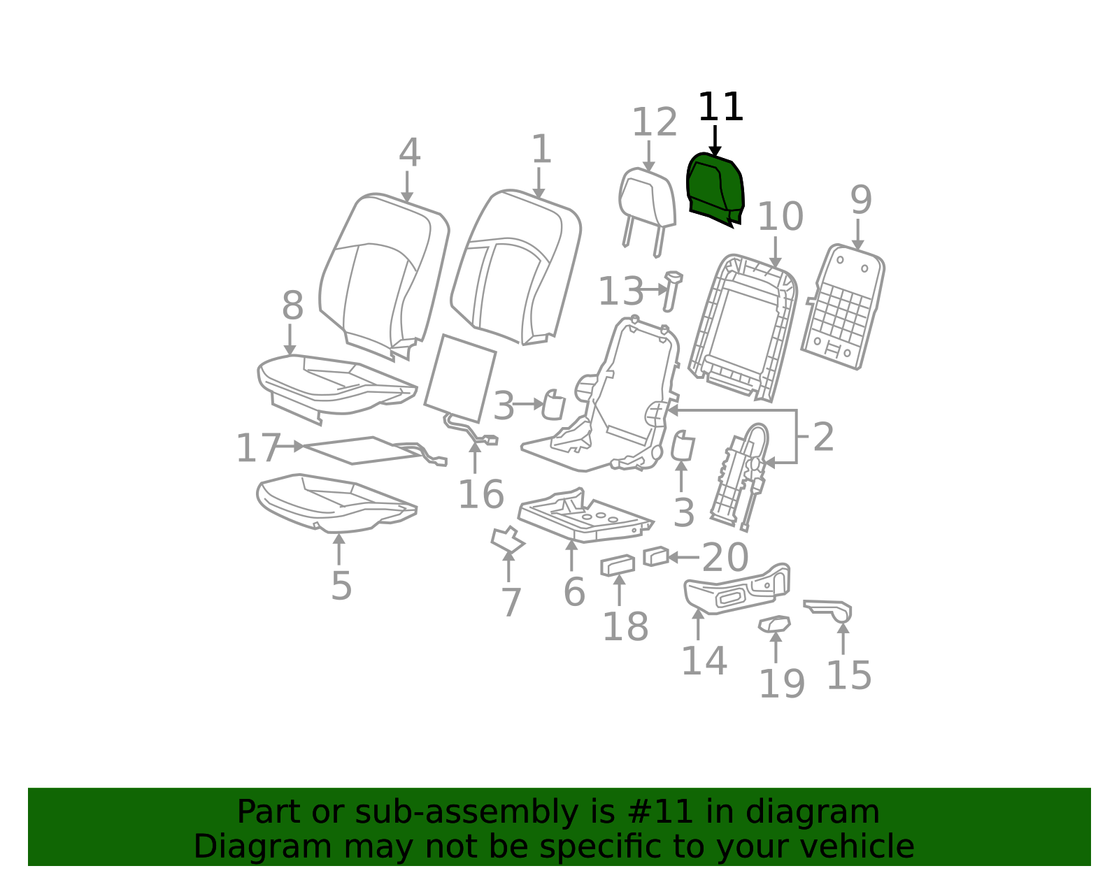 2005-2007 Buick LaCrosse Ebony Front Seat Head Restraint 88993497 ...