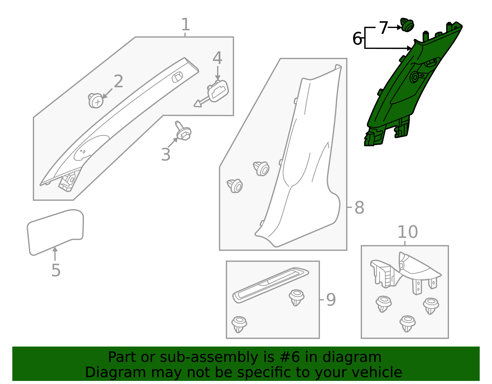 84161-TGV-A01ZD - Acura Upper Center Pillar Trim 2021-2023 Acura TLX ...