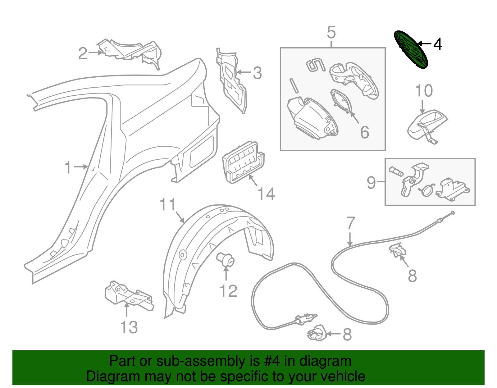 2015-2019 Subaru Legacy Fuel Door 57601AL06A9P | Subaru Parts Guys