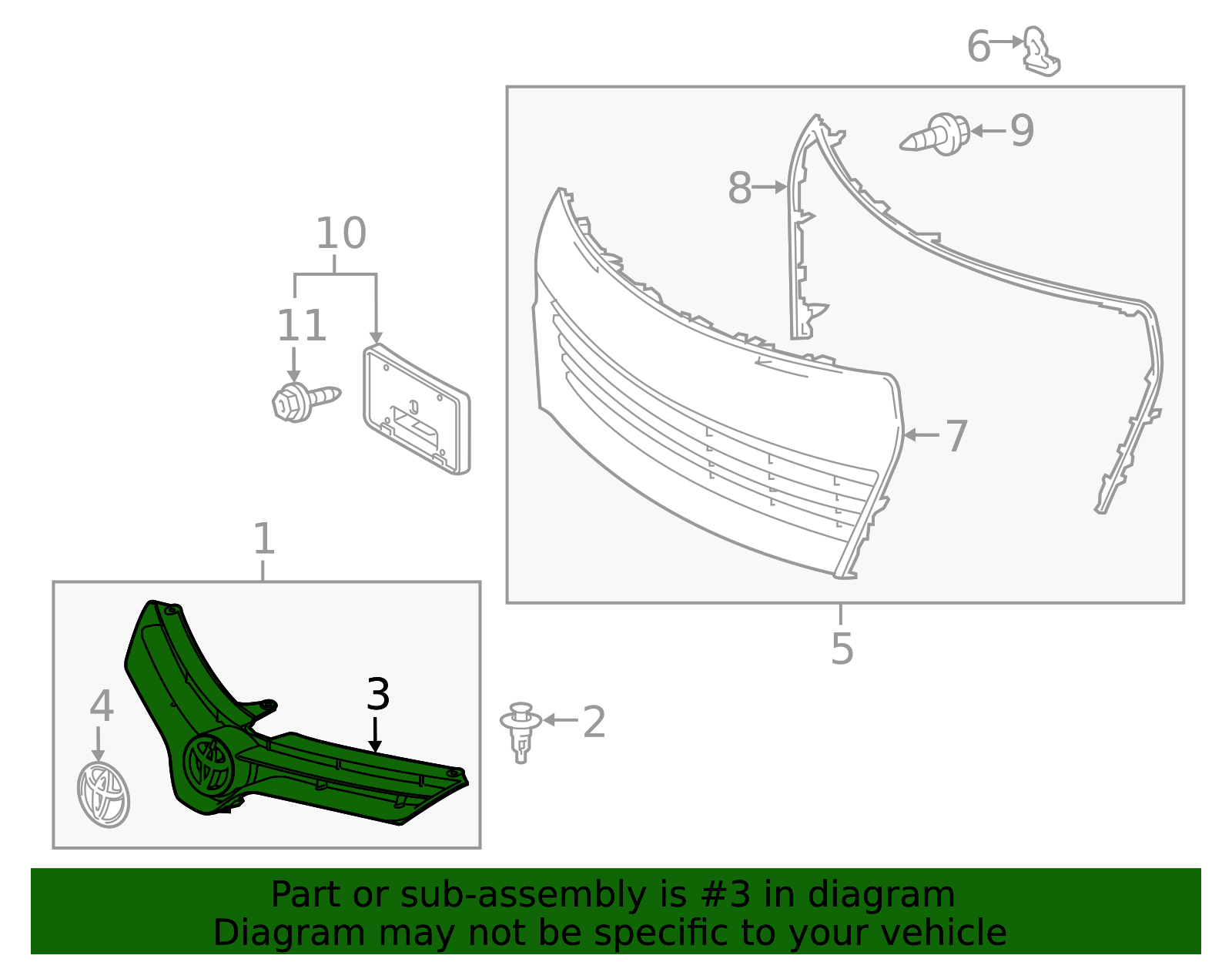 Genuine Official Toyota Upper Grille part# 53111-02770 for 2014-2016 ...