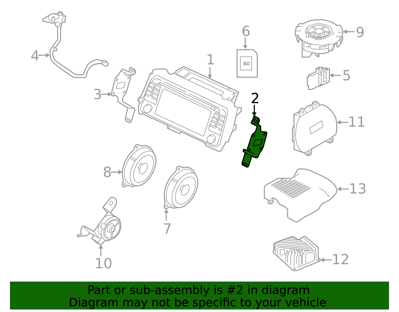 2018-2024 Nissan Kicks Radio Mount Bracket 28039-5RB0A | Nissan RVA