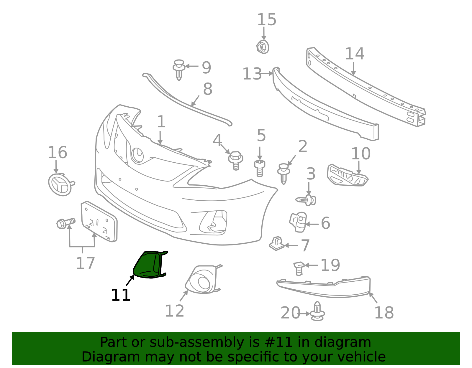 2011-2013 Toyota Corolla Cover Fog Lamp - DRIVERS SIDE 81482-02190 ...