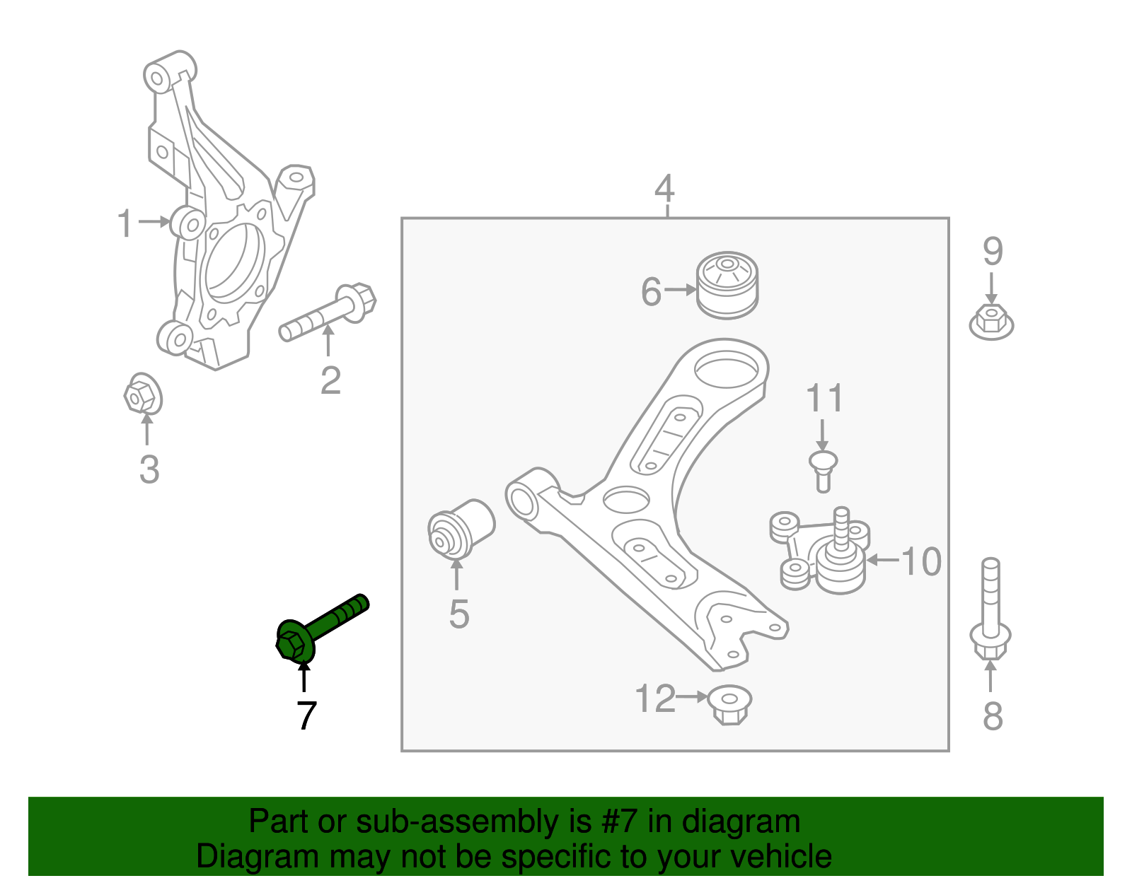 2011-2019 Hyundai Lower Control Arm Front Bolt 62617-2T100 | QuirkParts