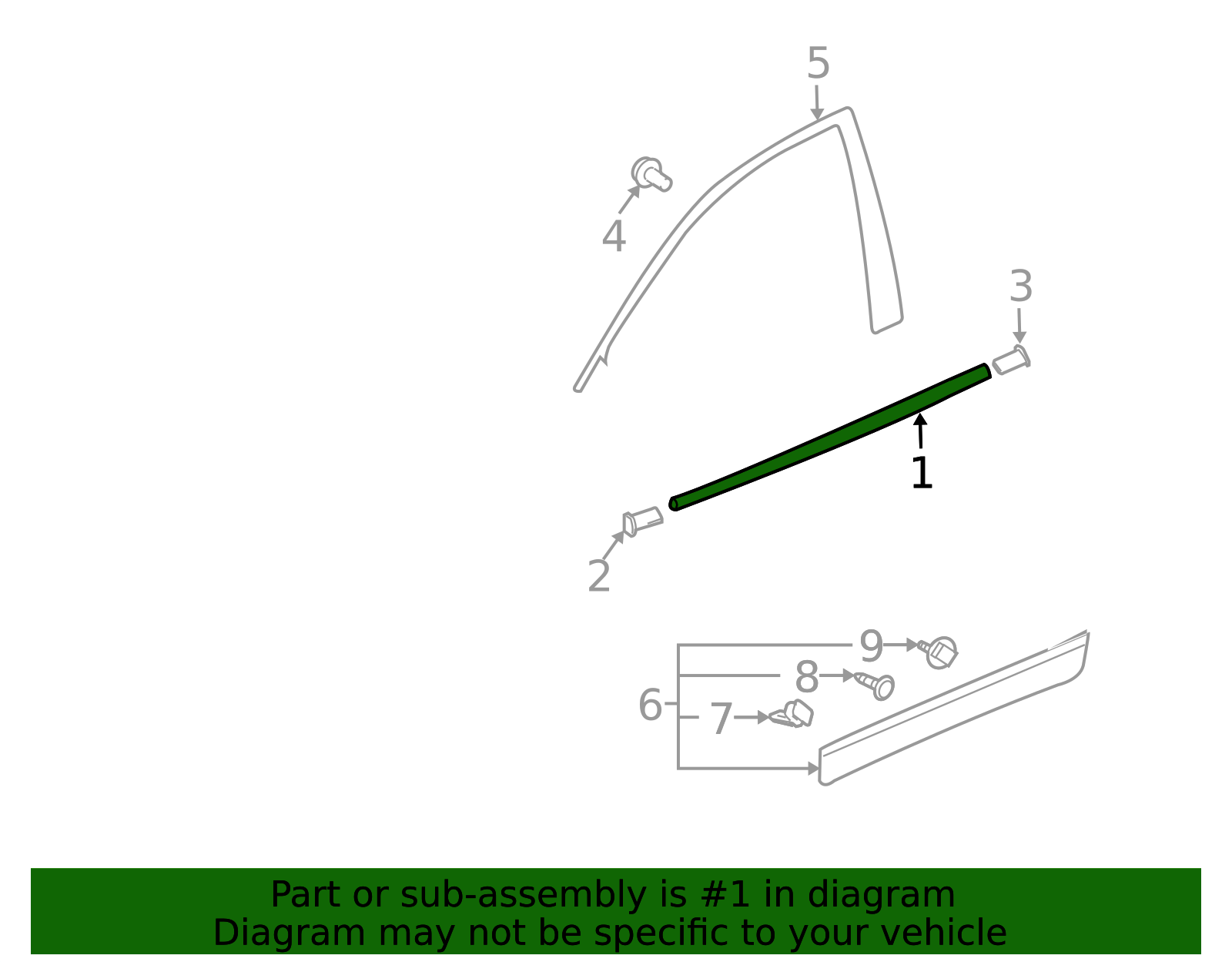 2010-2017 Buick Enclave Passenger Side Front Door Window Belt Molding ...