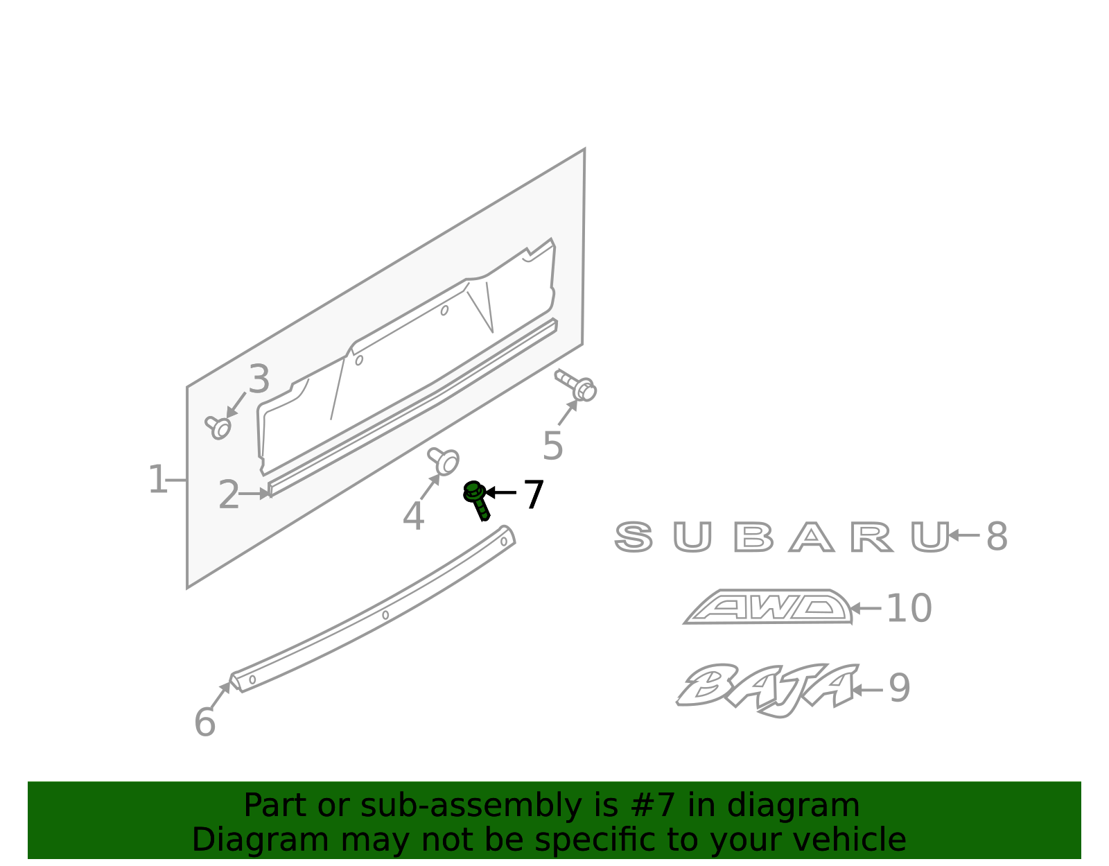 901700134 - Tail Gate Trim Bolt 2003-2006 Subaru Baja | Subaru Direct ...