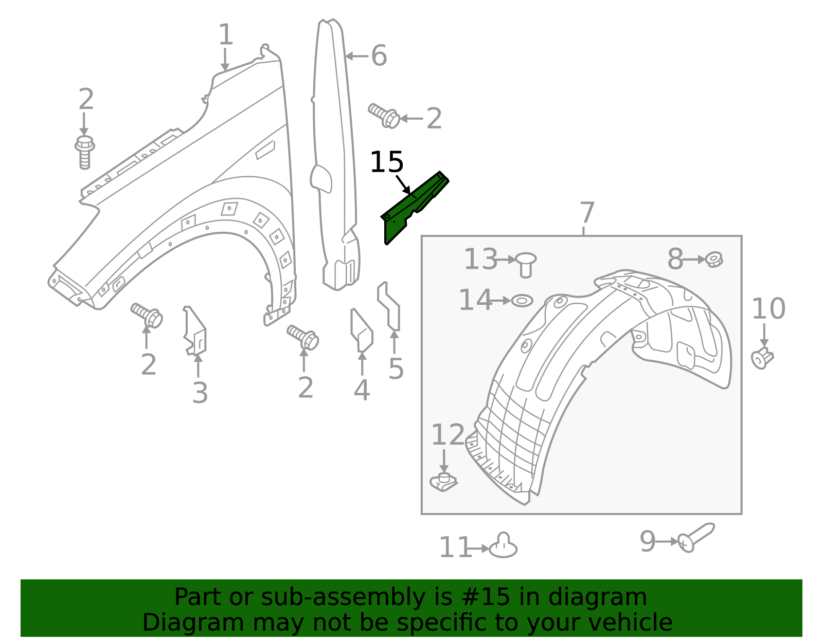 Hyundai - 84159-D3000 - Fender Ledge Cover - 2016-2021 Hyundai Tucson ...