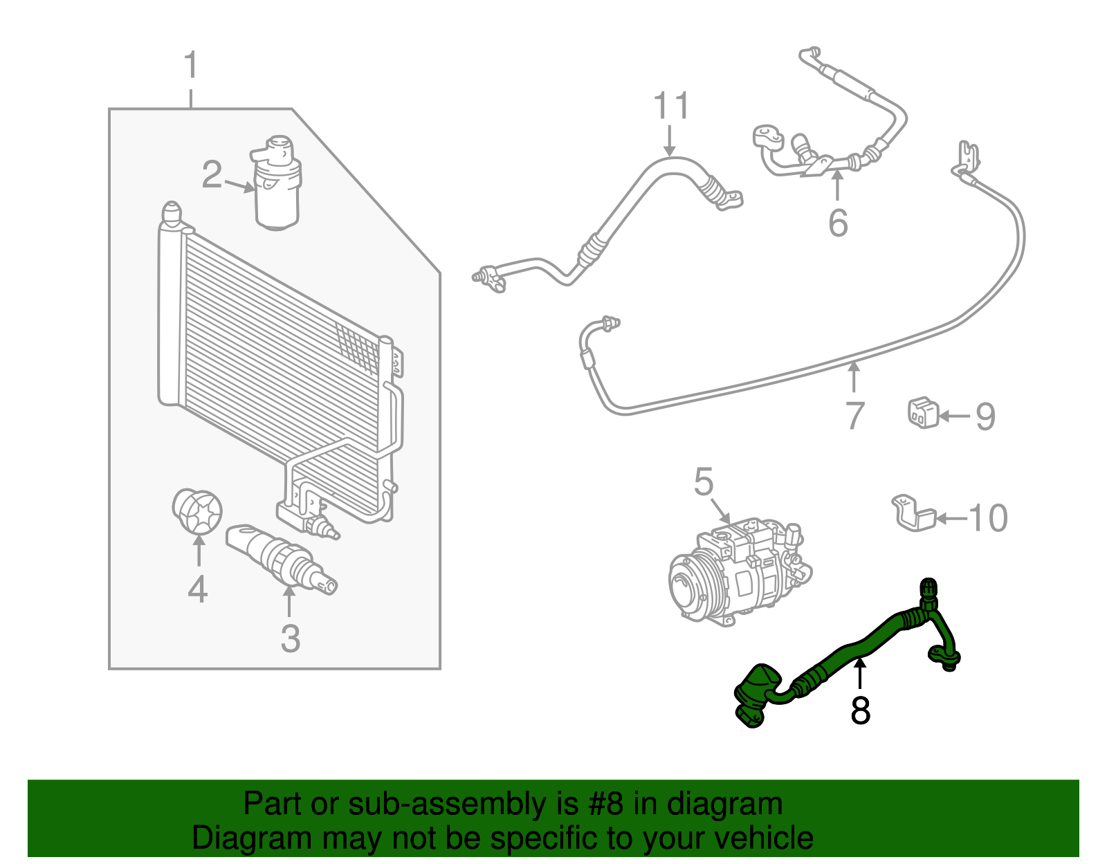 112-230-43-56 - A/C Refrigerant Suction Hose 2004-2007 Mercedes-Benz ...