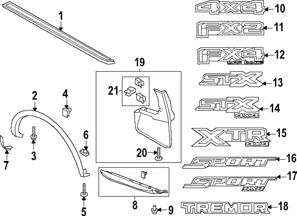 2019-2023 Ford Ranger | Decal | KB3Z-21290D12-EA | Walls' Ford Parts