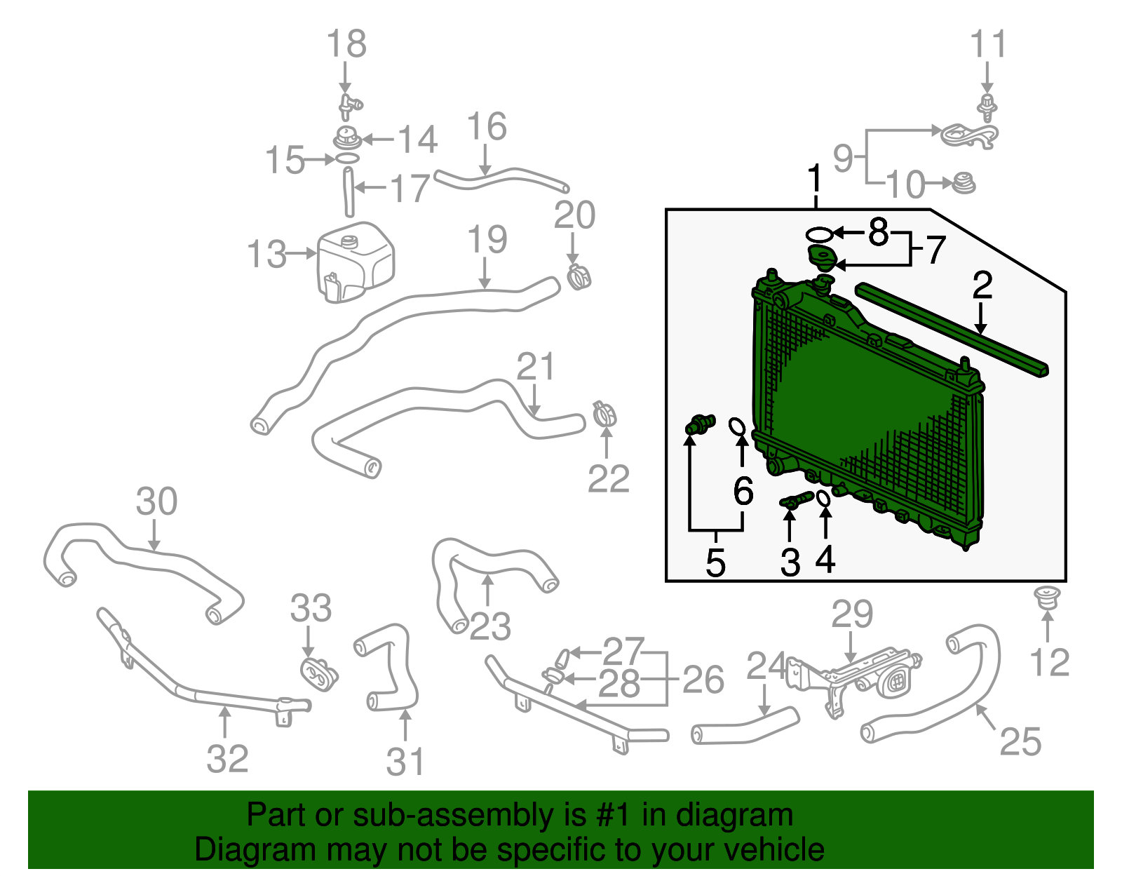 2000-2005 Honda S2000 Radiator Assembly 19010-PCX-013 | Honda Factory Parts