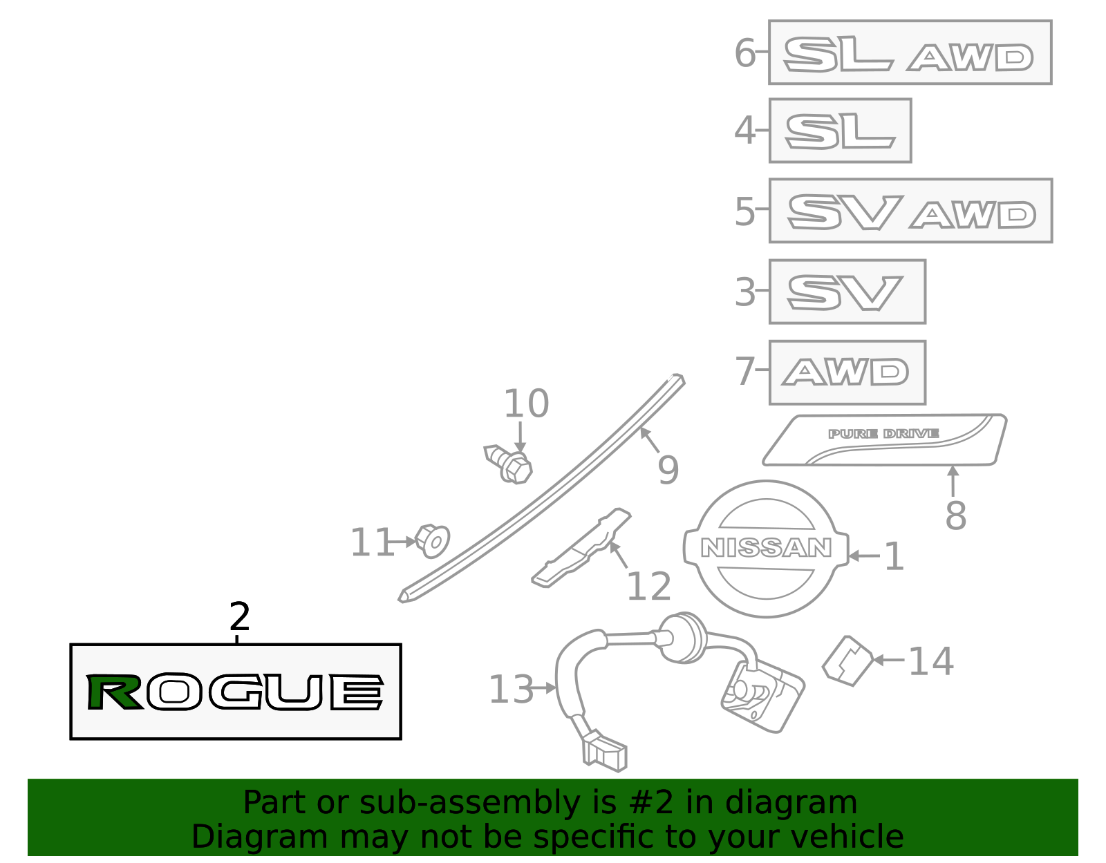 84895-4BA0A - High-Quality Hatch Emblem for 2014-2020 Nissan Rogue ...