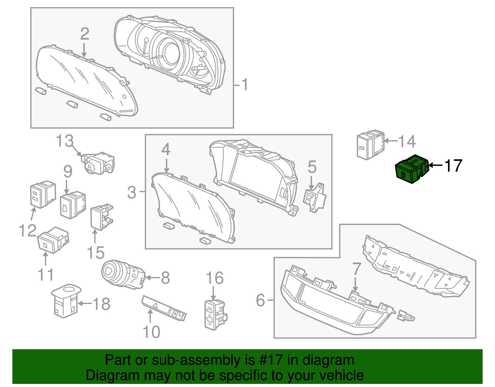 35800-T3V-A01 - 2014-2015 Honda Accord - Switch Assembly Fuel Lid ...