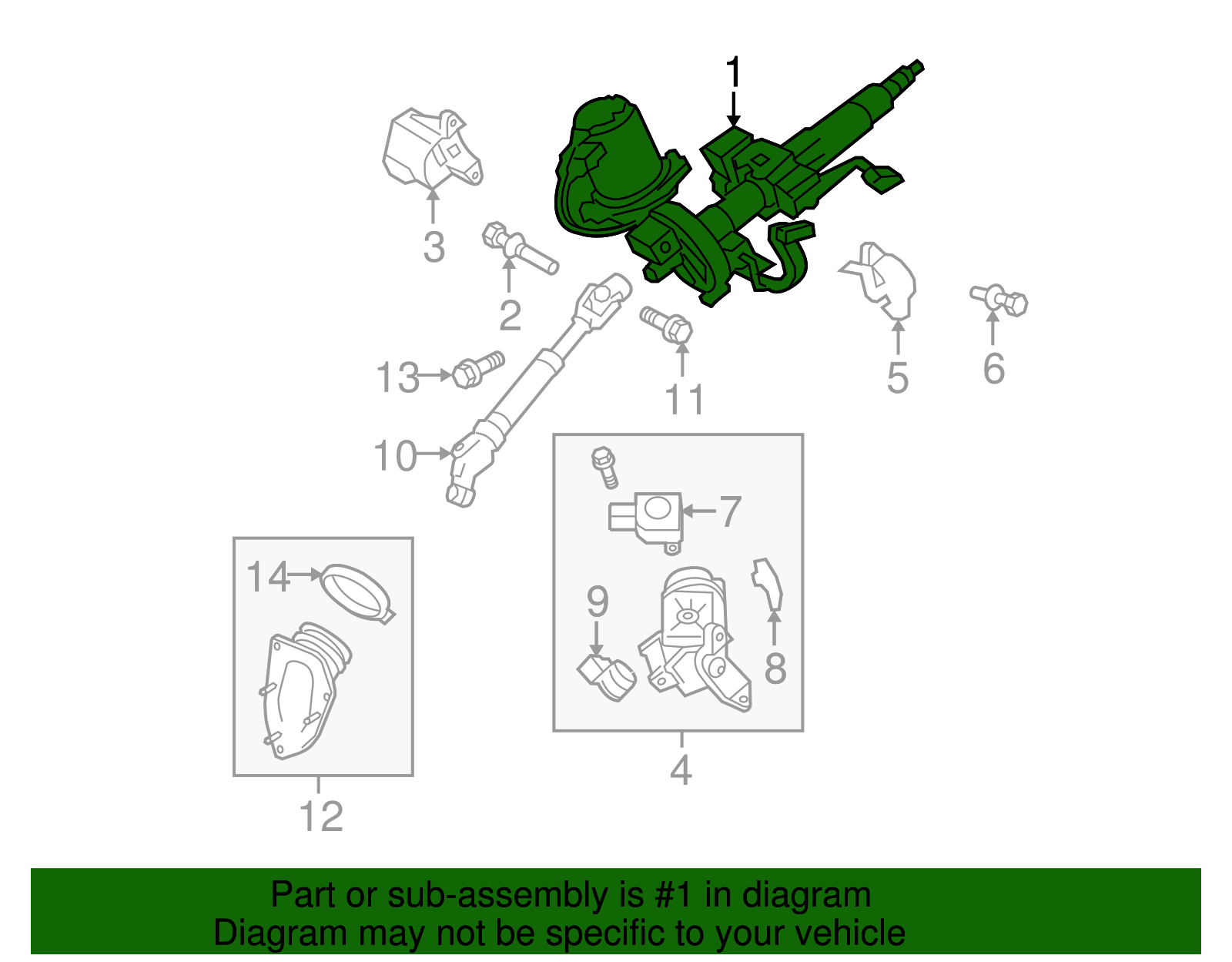 2008-2013 Toyota Highlander Steering Column 45250-48271 | Toyota Parts ...