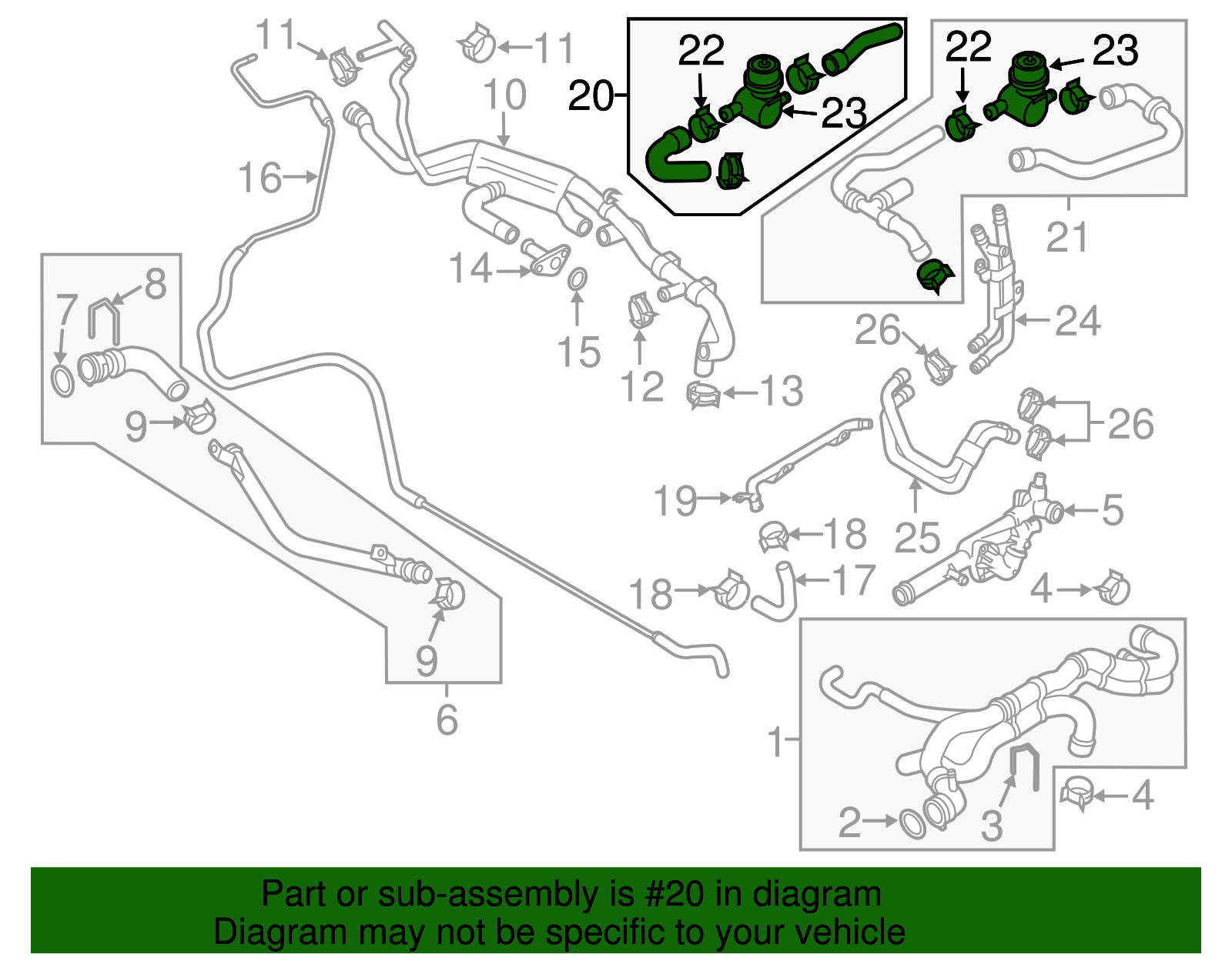 7P0-122-049-B - Water Hose Assembly 2011-2017 Volkswagen Touareg ...
