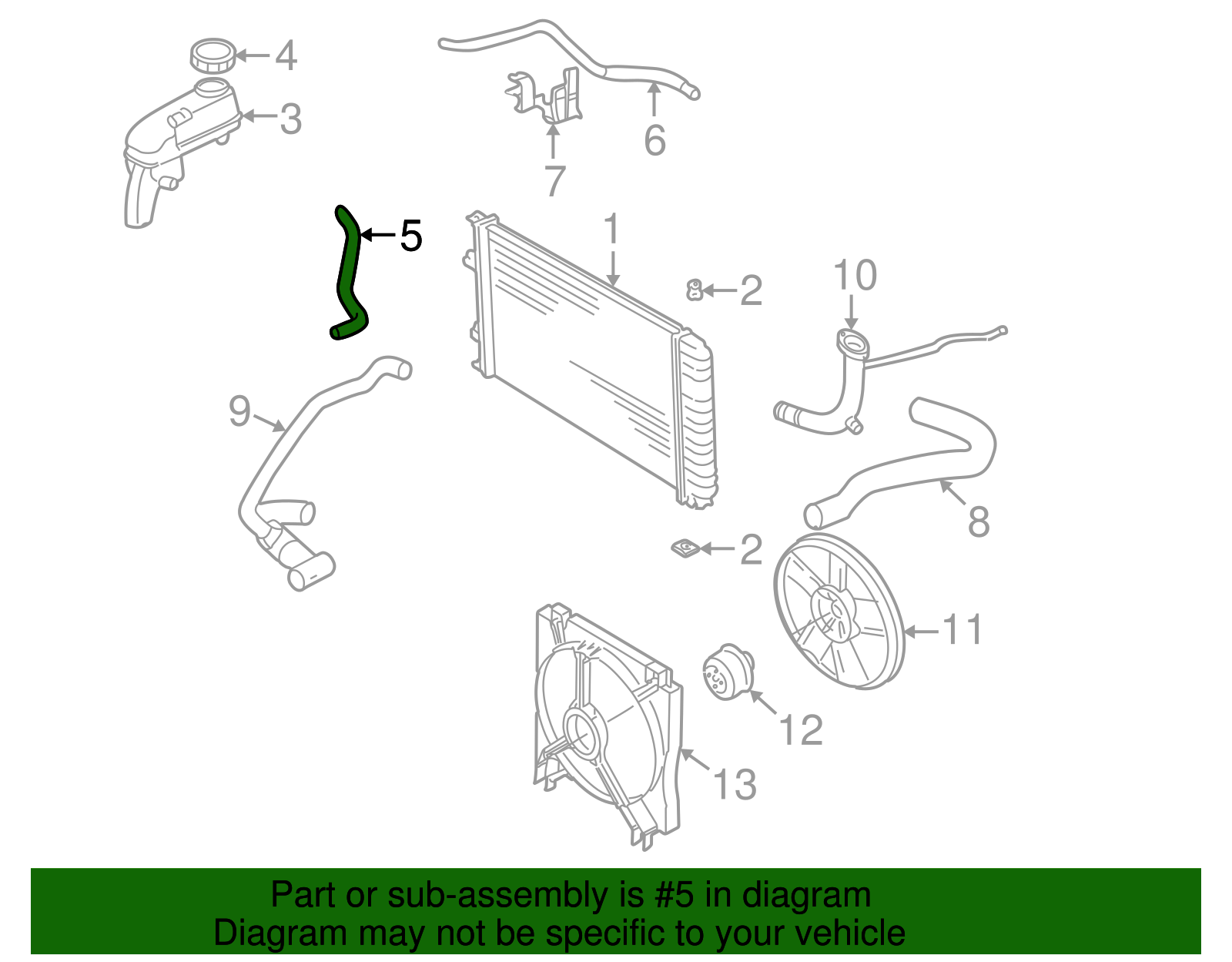 22622876 - 1995-2005 GM - Radiator Surge Tank Inlet Hose | My GM Part