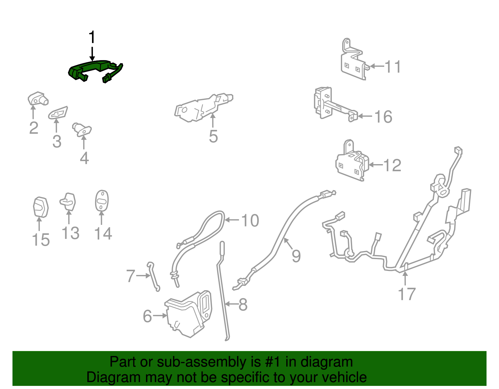 2015-2025 Cadillac Primed Rear Side Door Outside Handle 13509689 ...