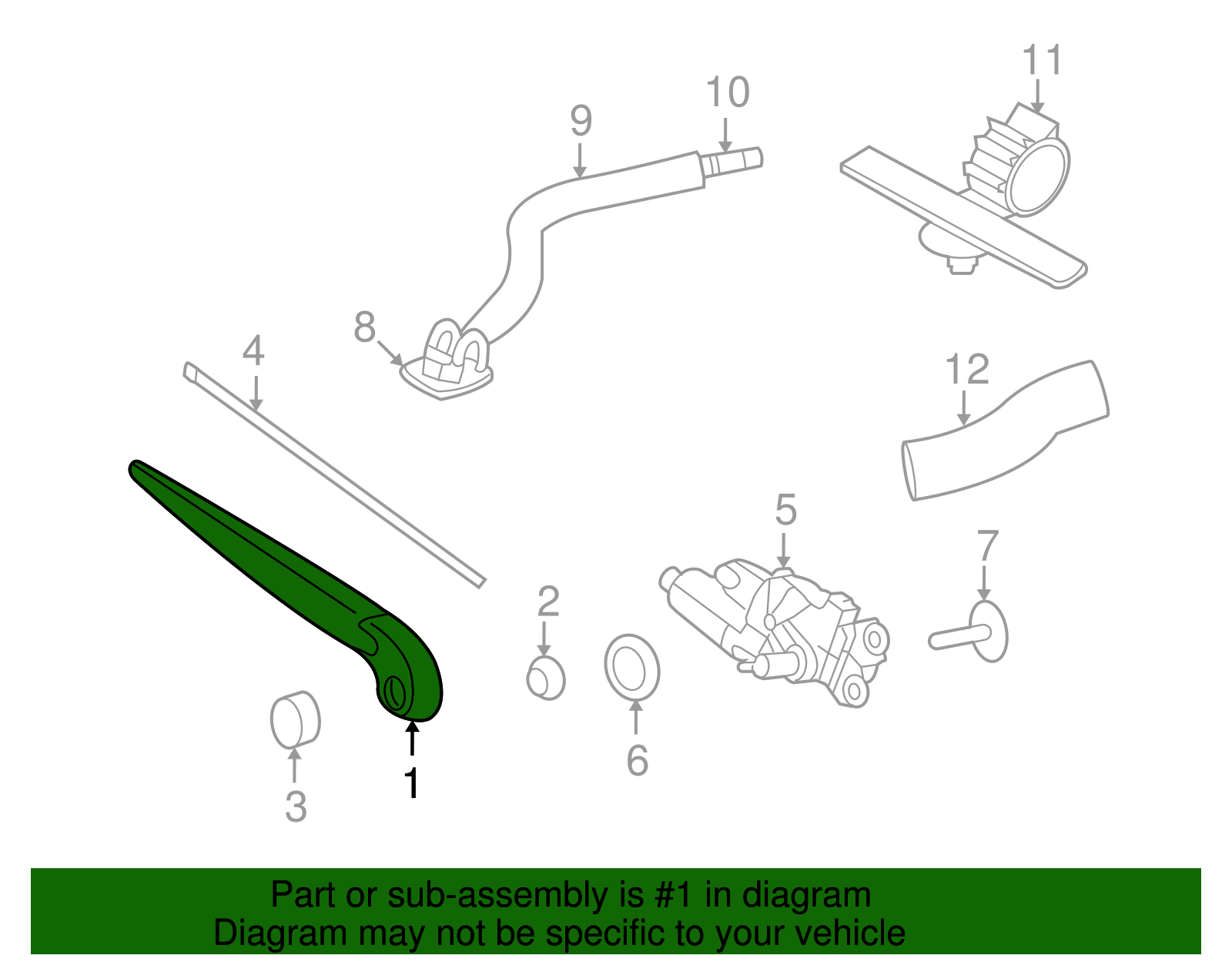 2011-2017 Volvo XC60 Wiper Arm 31333448 | Volvo Parts CA