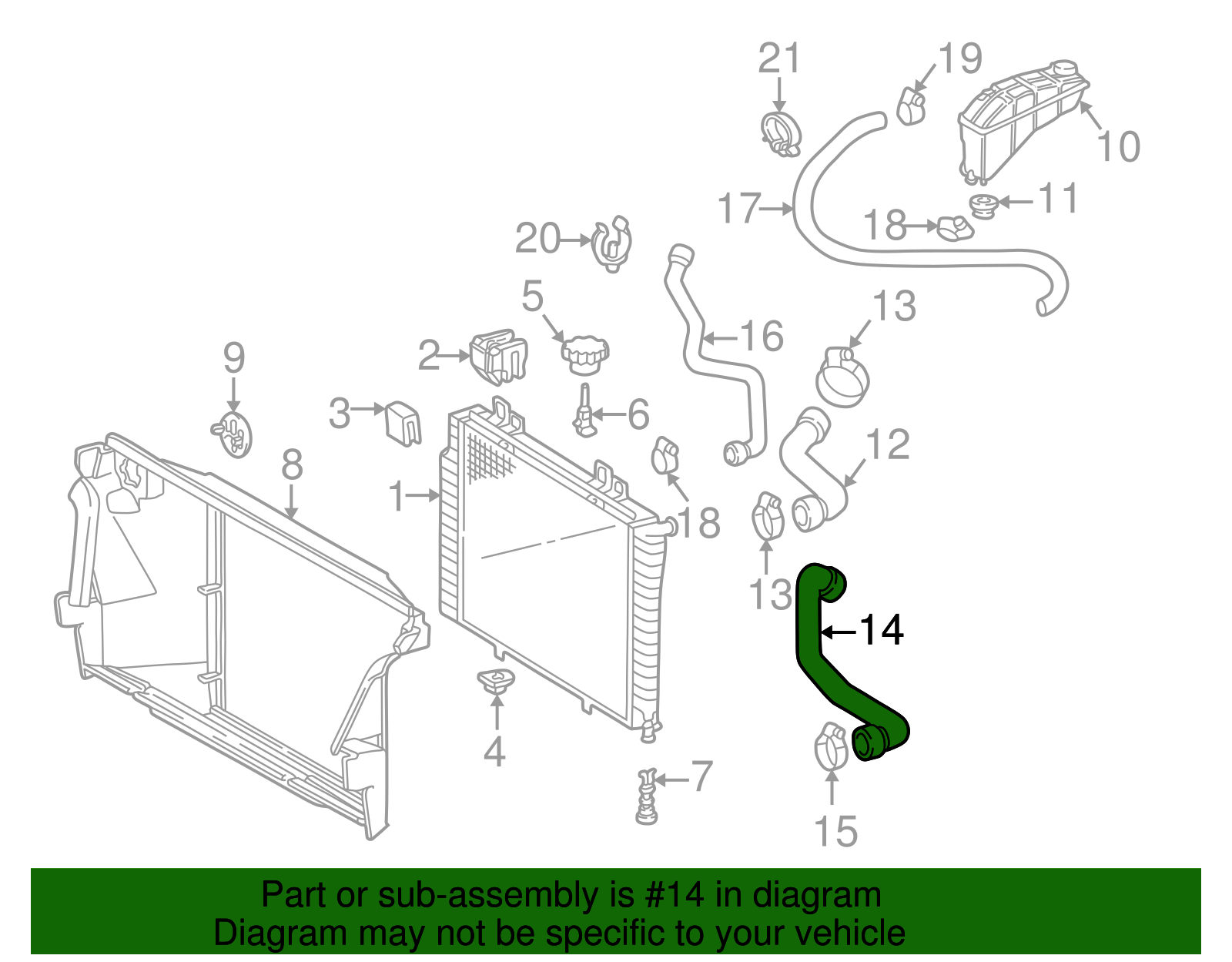 210-501-32-82 - Lower Hose 1998-2003 Mercedes-Benz E 320 | Mercedes ...