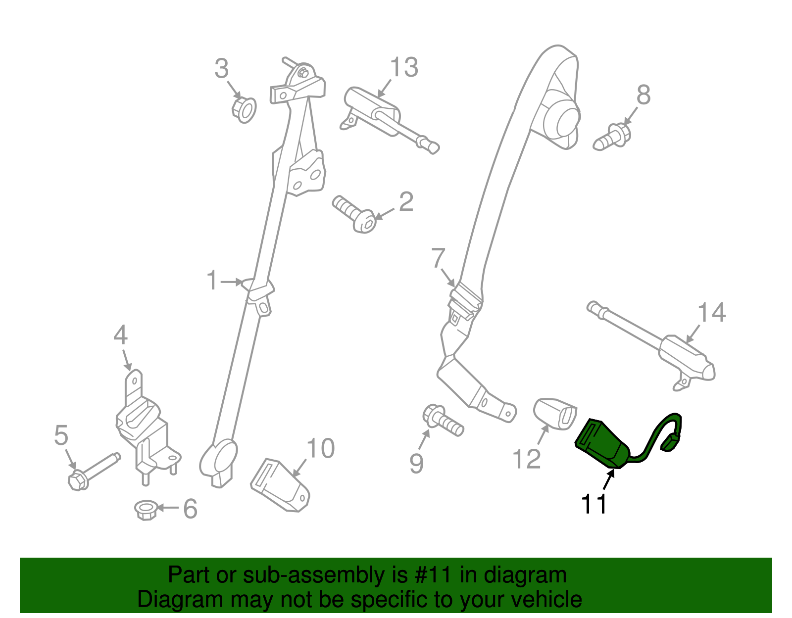 2016-2021 Lincoln | Outer Buckle | DB5Z-7860045-EF | Walls' Ford Parts