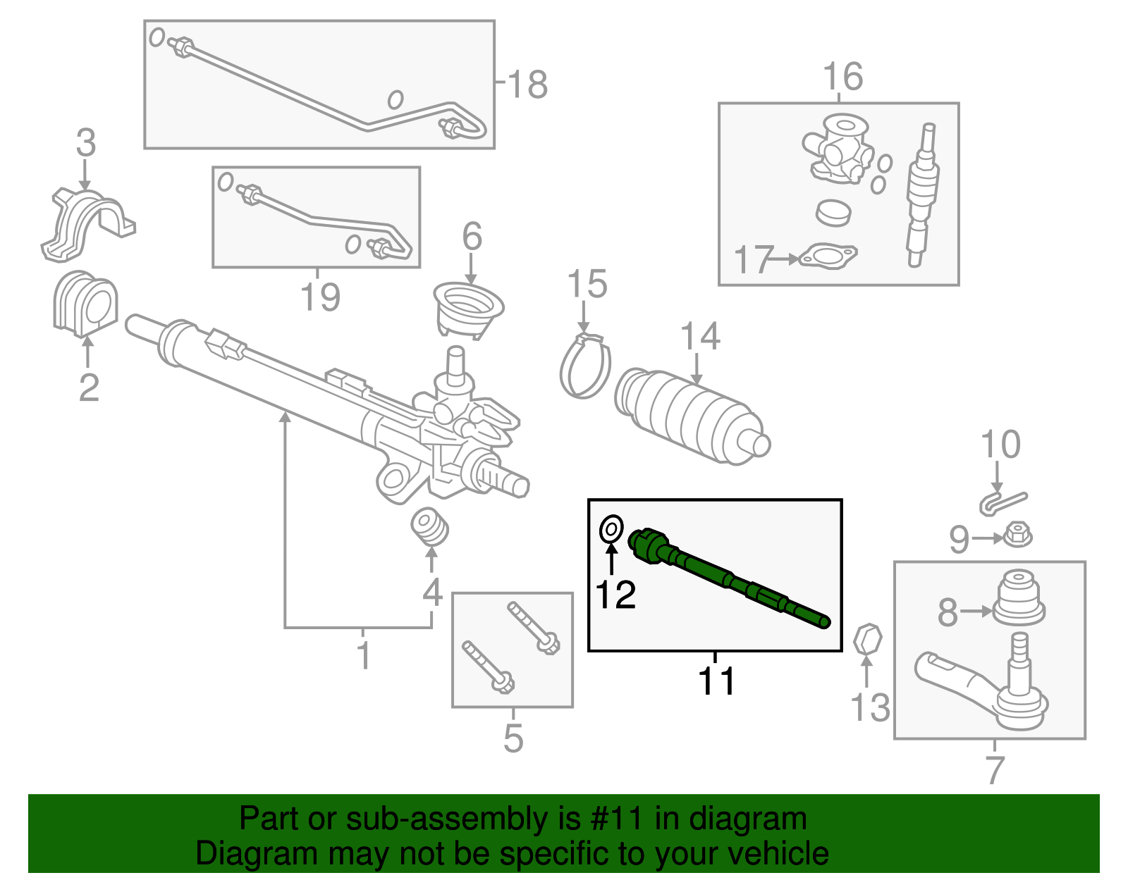 53010-TK8-A01 - Inner Tie Rod 2011-2017 Honda Odyssey | Honda Parts Online