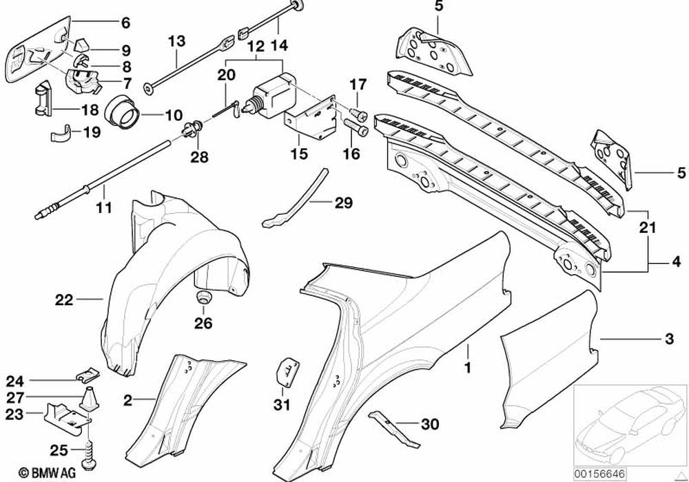 51171970450 - BMW Hinge, Gas Cap Retail Performance Auto Parts