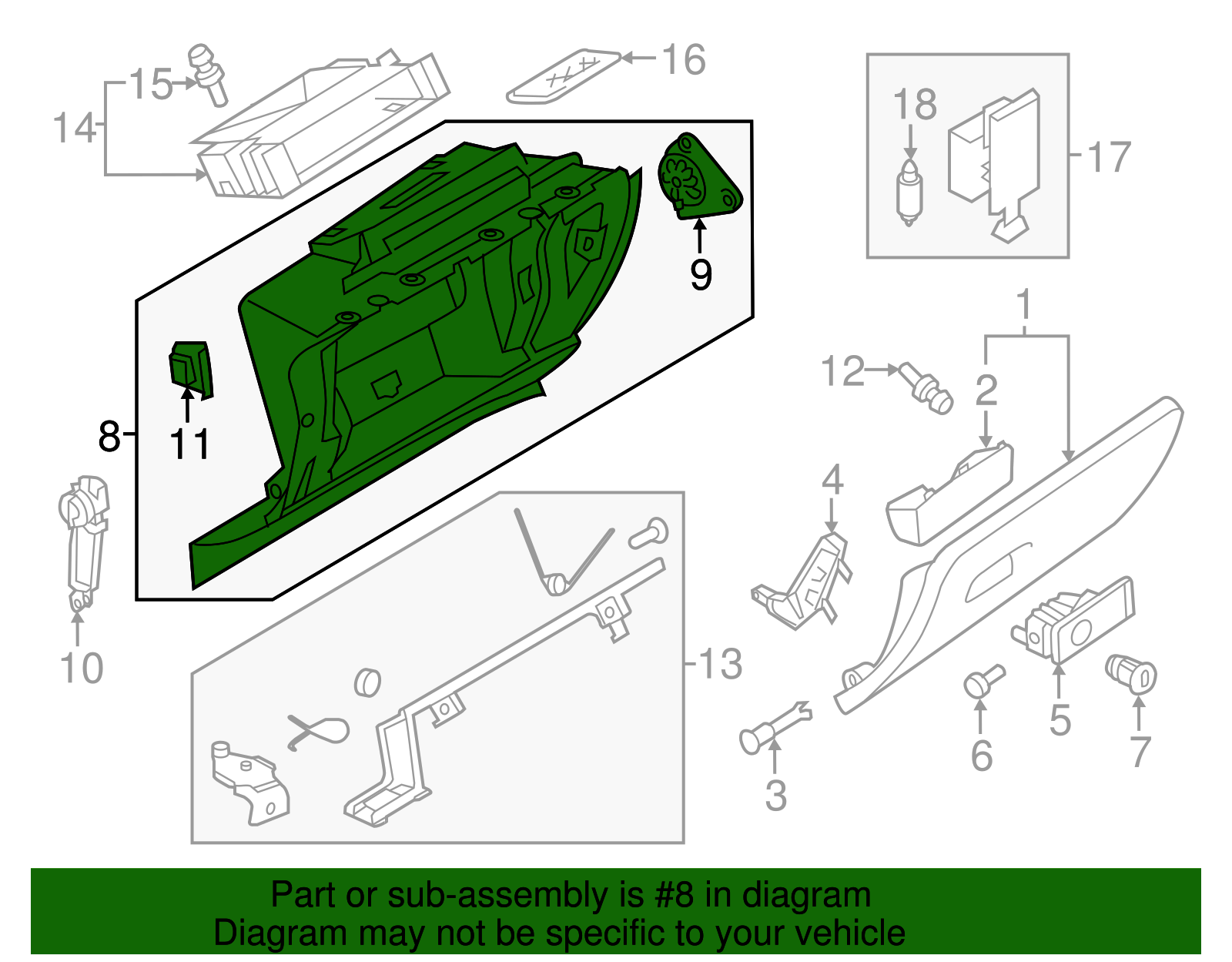 7P1-857-114-H-H67 - Glove Box Frame 2011-2017 Volkswagen Touareg | Wolfsburg Parts Direct